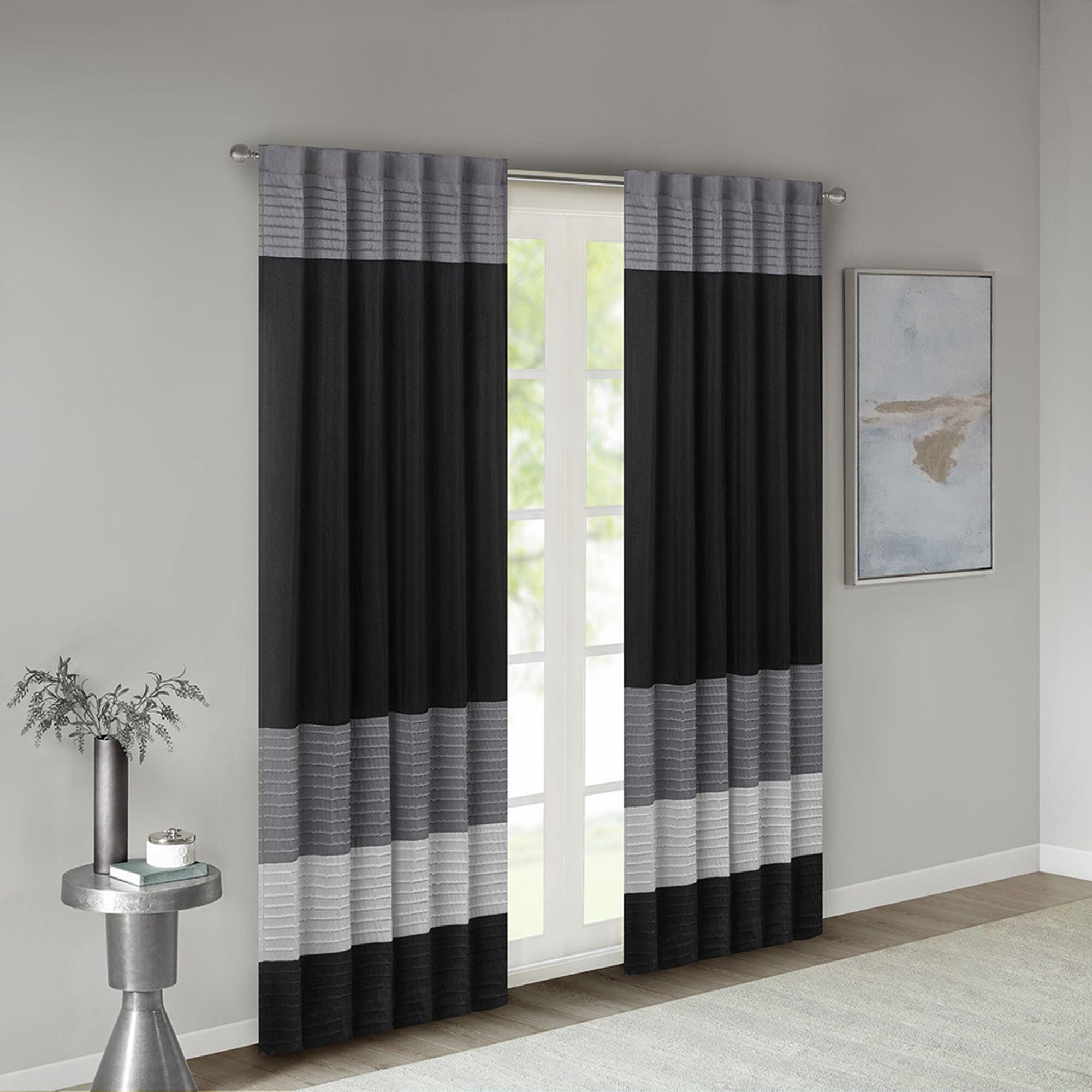 Click here for Salem Polyoni Pintuck Curtain Panel  Black prices