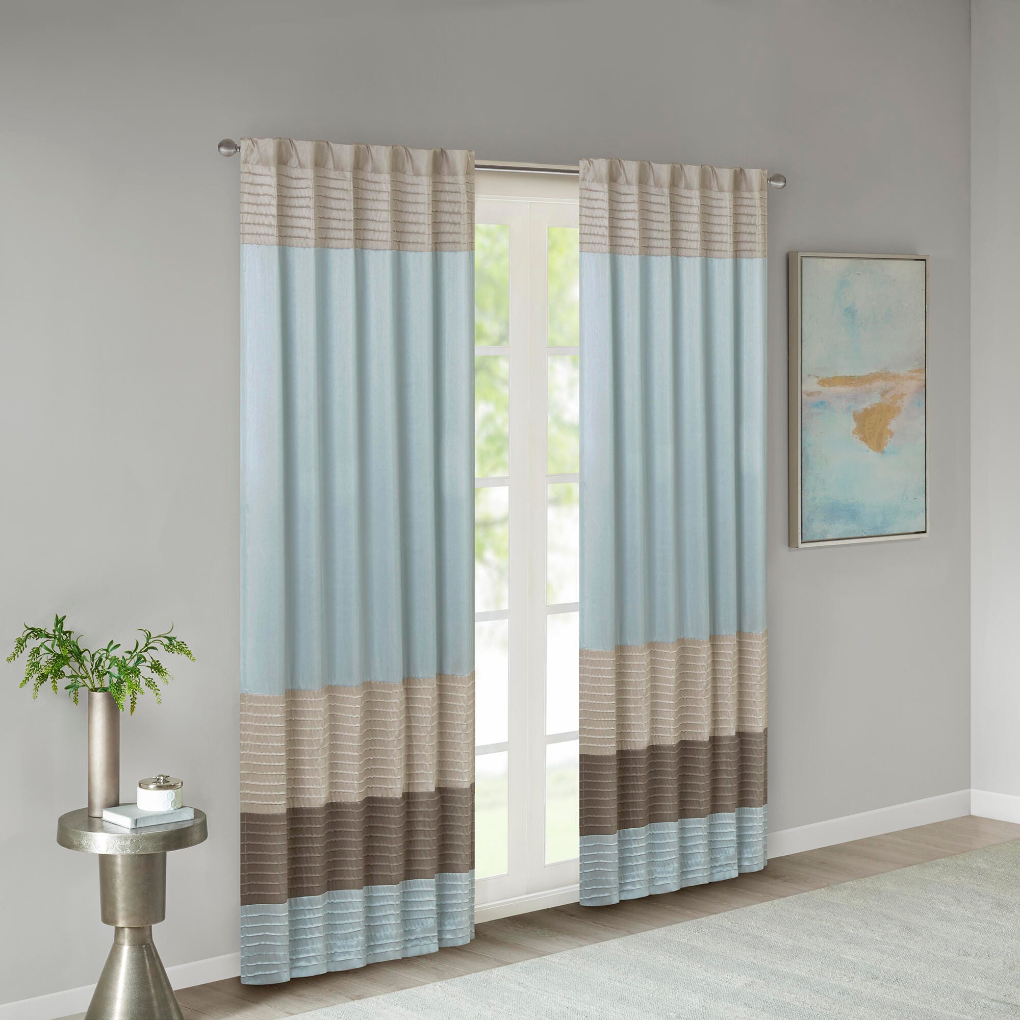 Click here for Salem Polyoni Pintuck Curtain Panel  Blue prices
