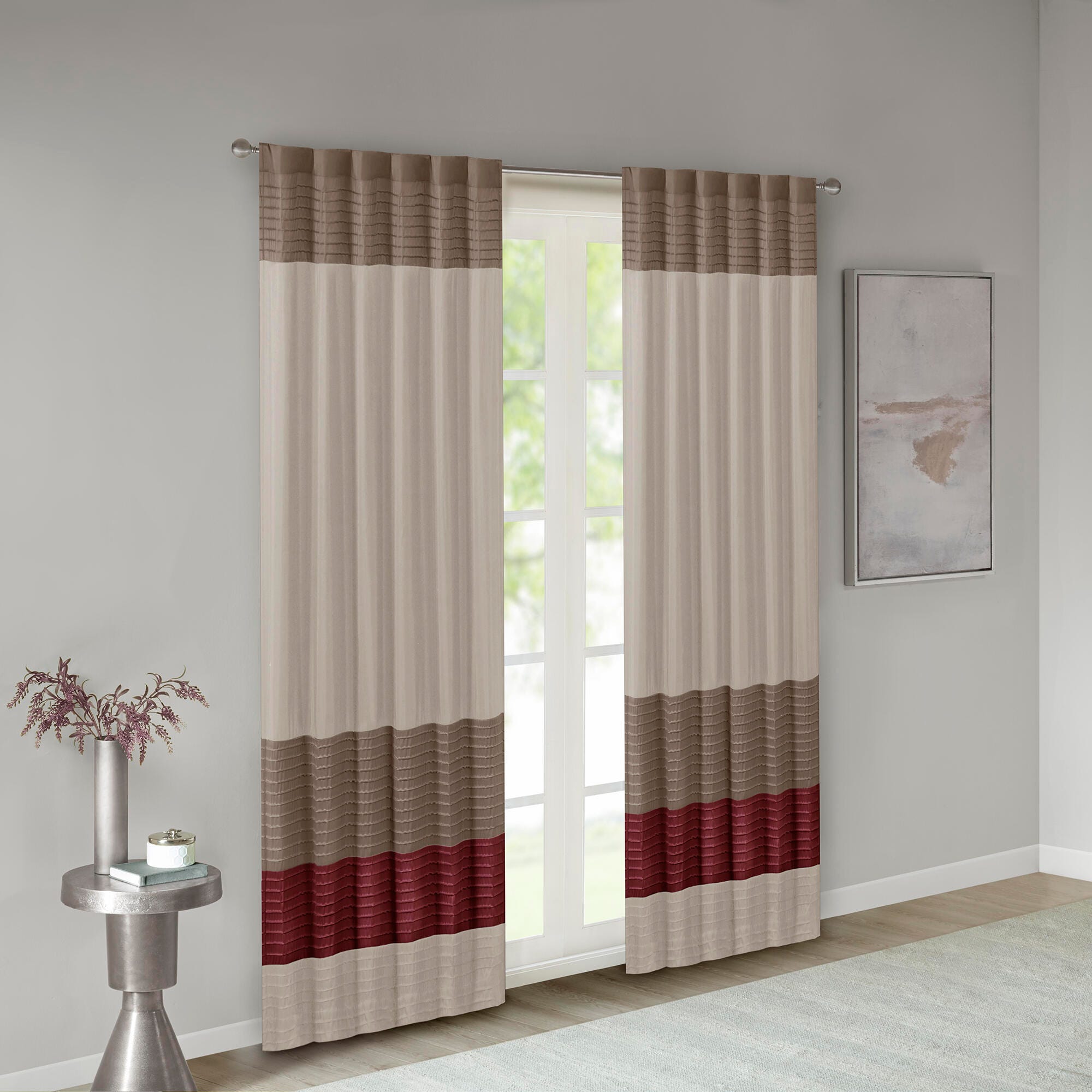 Click here for Salem Polyoni Pintuck Curtain Panel  Red prices