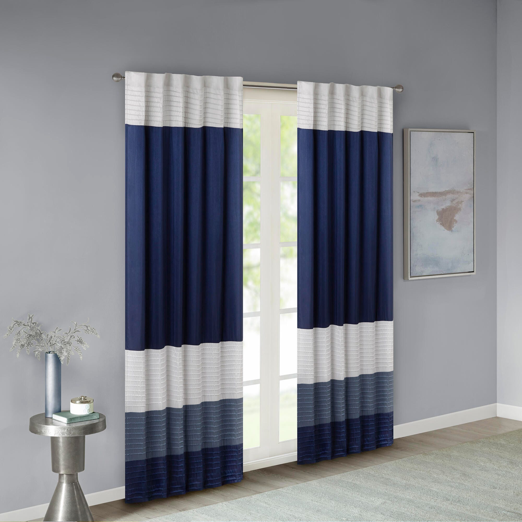 Click here for Salem Polyoni Pintuck Curtain Panel  Navy prices