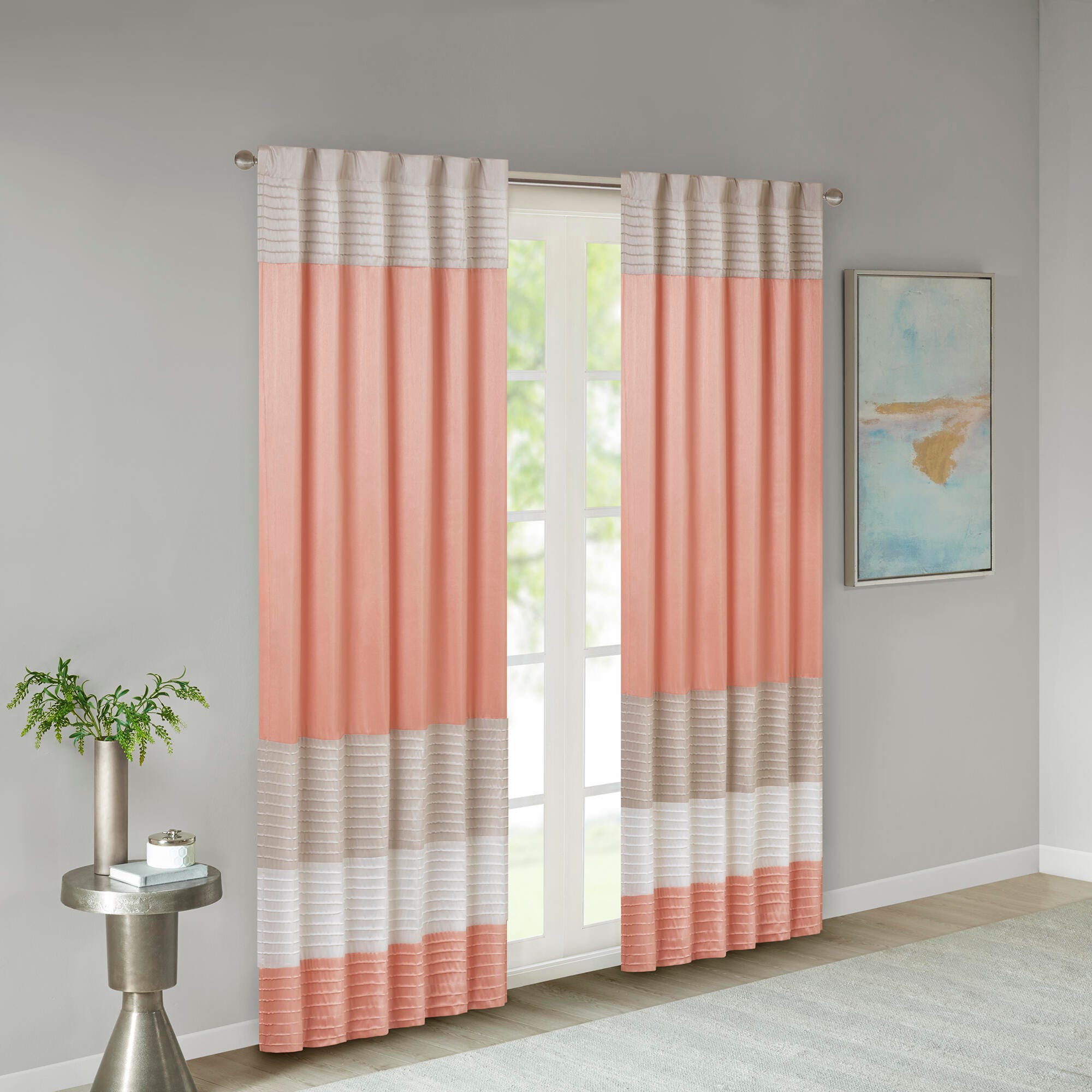 Click here for Salem Polyoni Pintuck Curtain Panel  Coral prices