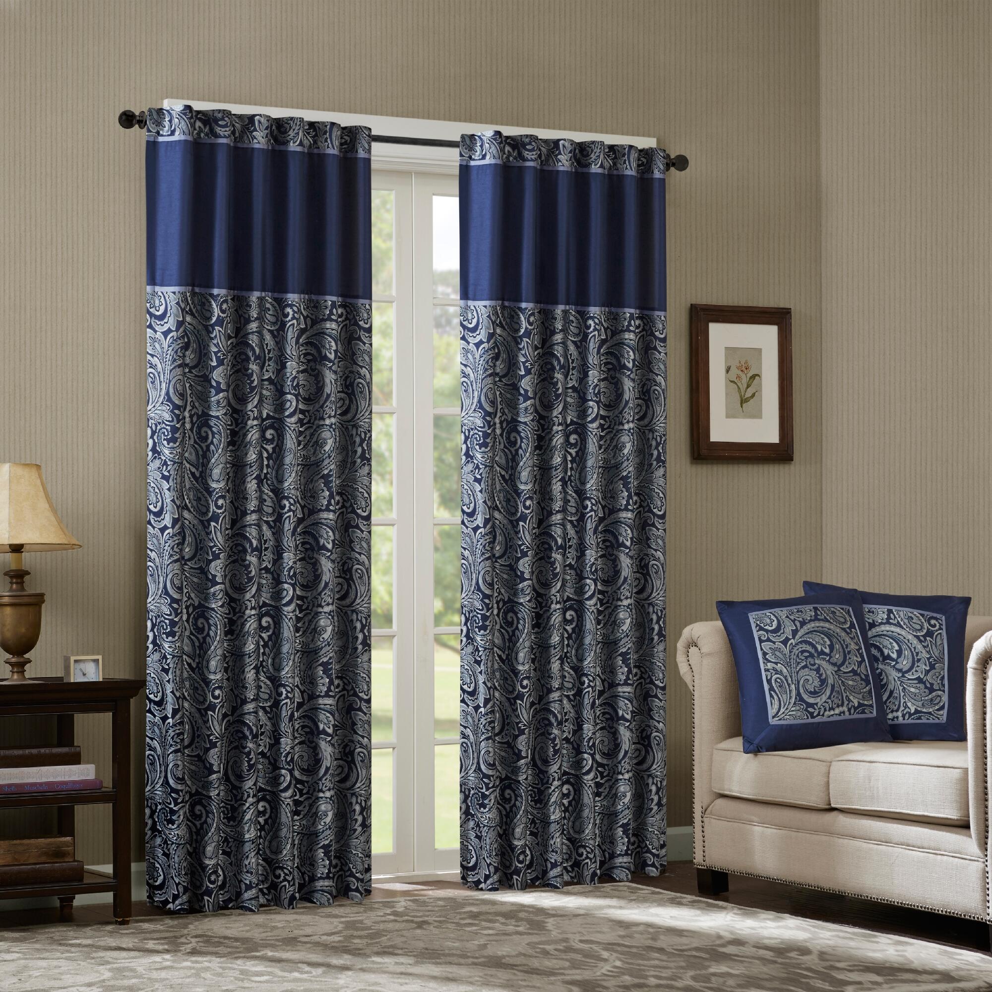Click here for Valerie Jacquard Curtain Panel Pair  Navy prices