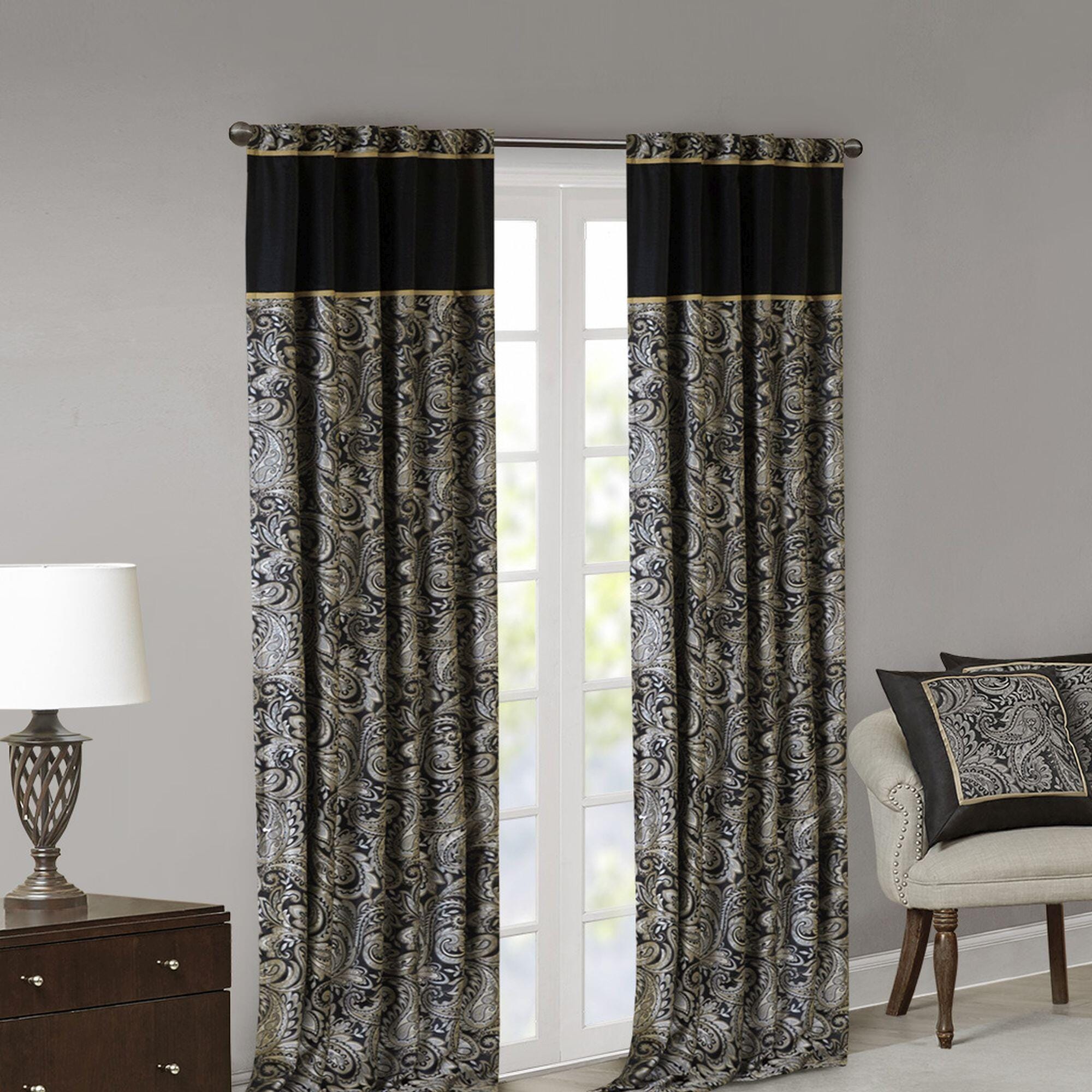 Click here for Valerie Jacquard Curtain Panel Pair  Black prices