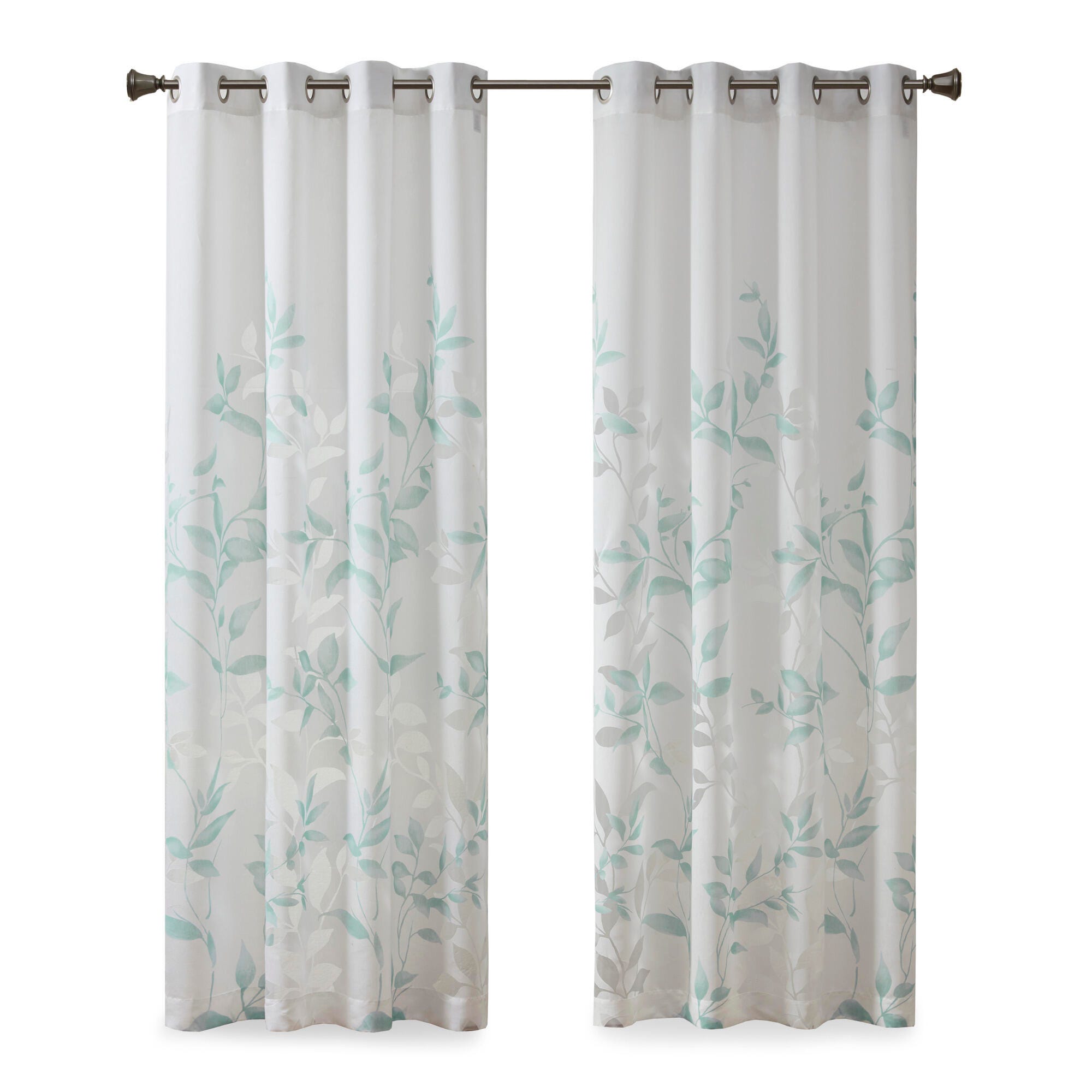 Click here for Rosalie Burnout Printed Curtain Panel  Aqua prices