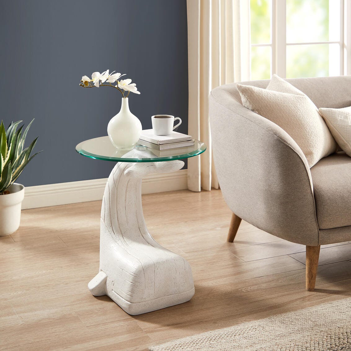 Click here for Linon Larson Whale Side Table  White prices