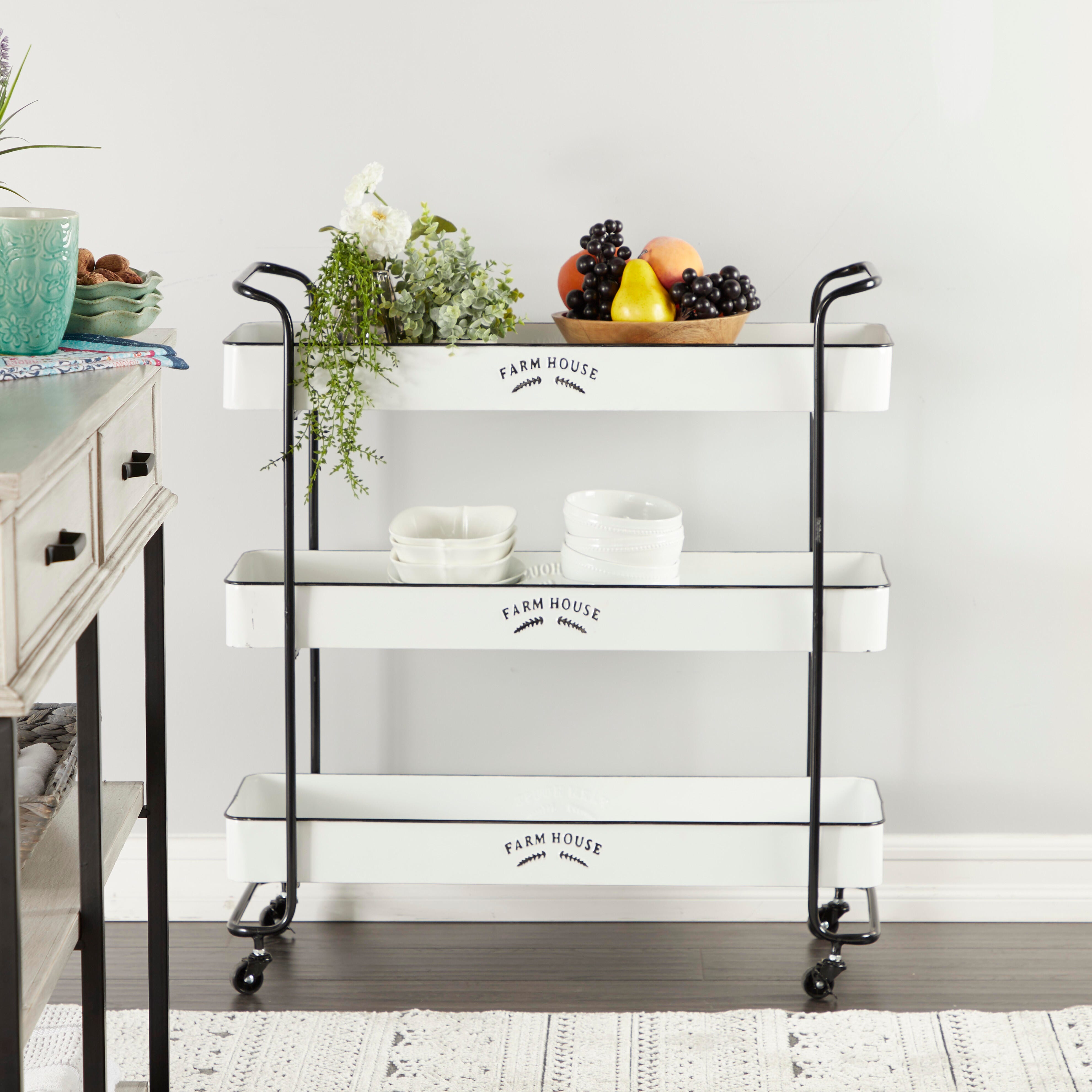 Click here for Bayberry Lane Rolling 3 Shelve Storage Cart  White prices
