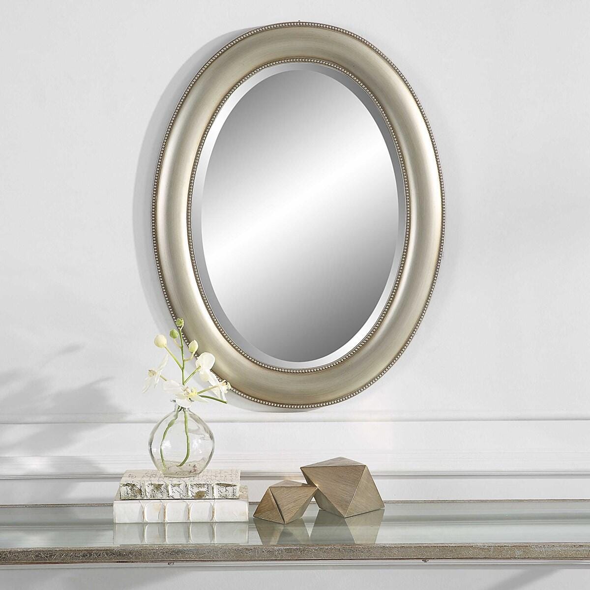 Click here for Exalted Living Beaded Mirror  Gray prices
