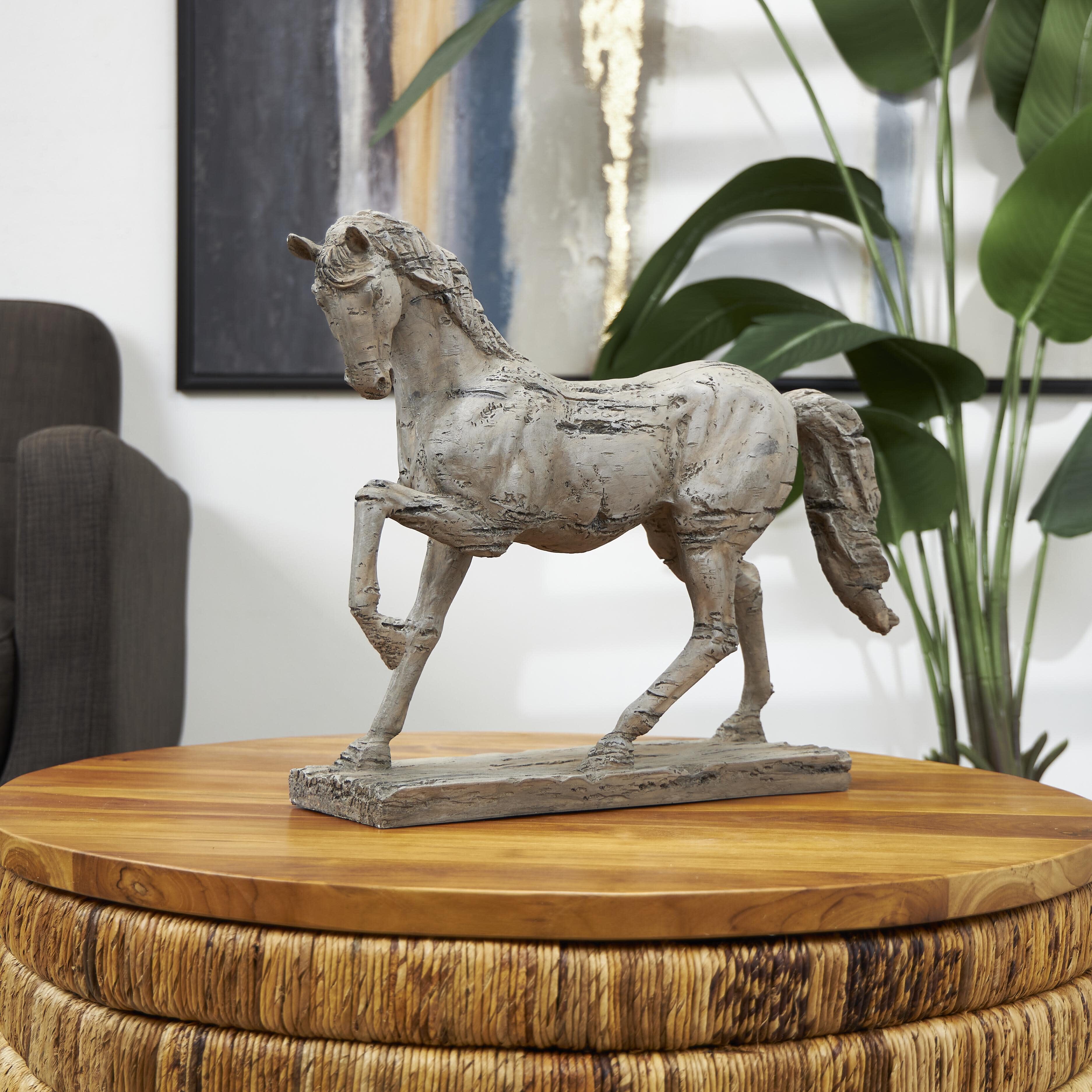 Click here for Bayberry Lane Horse Prancing Sculpture  Beige prices