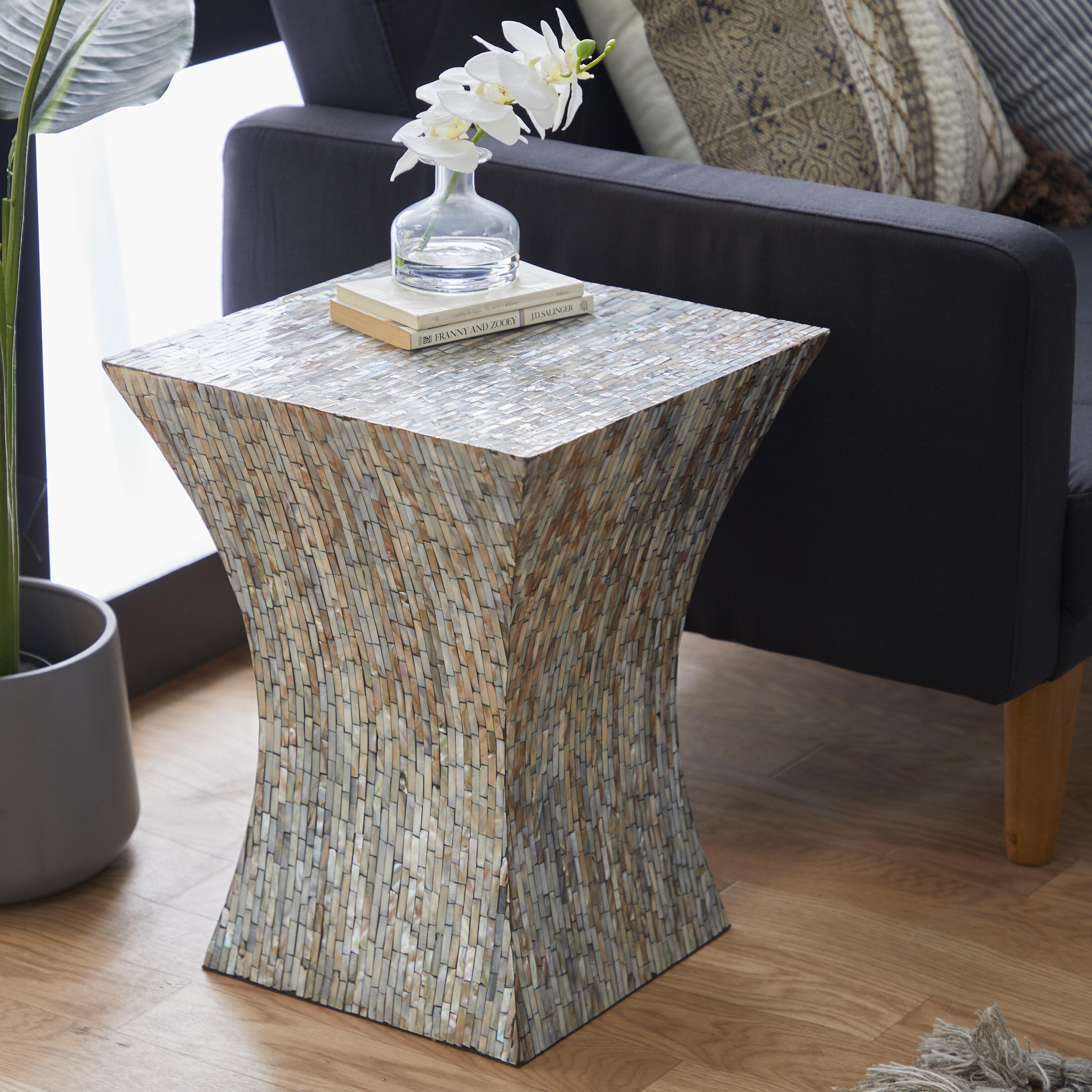 Click here for Bayberry Lane Hourglass Side Table  Gray prices