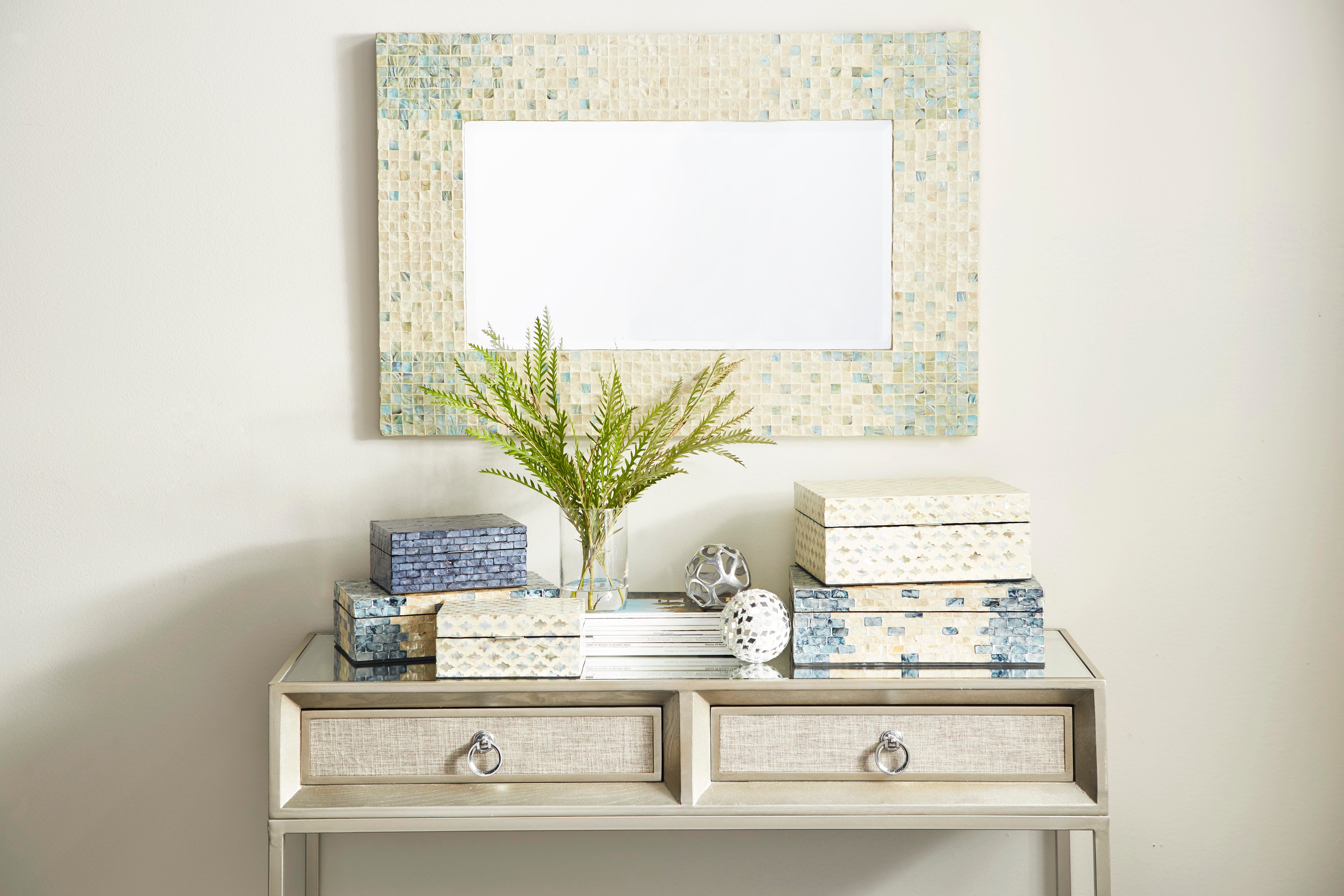 Click here for Bayberry Lane Coastal Mother of Pearl Wall Mirror... prices