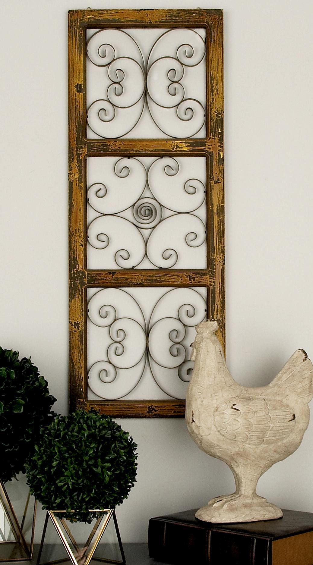 Click here for Bayberry Lane Distressed Scroll Wall Decor  Brown prices