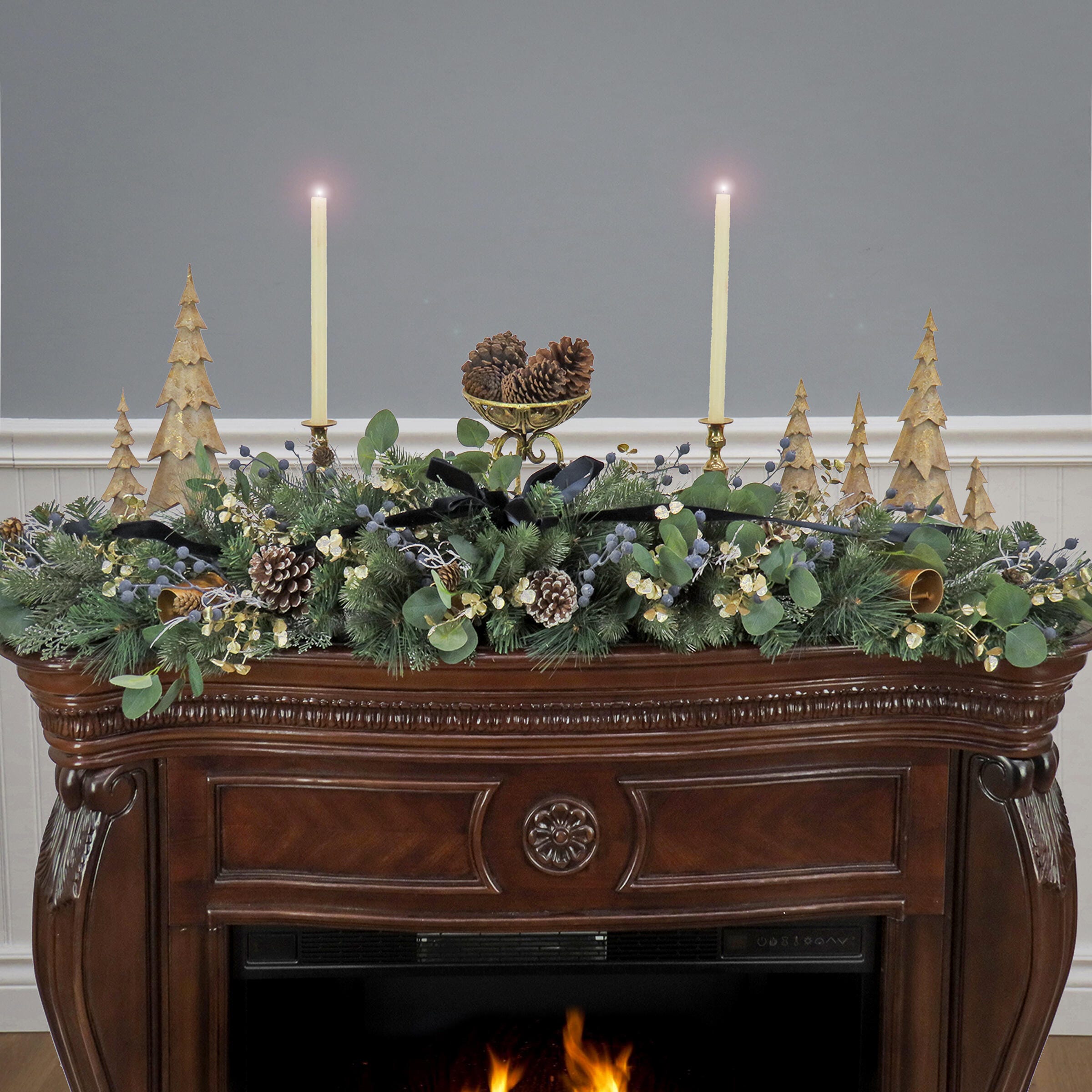 Click here for HGTV Home Collection Swiss Chic Mantle Swag  Green prices