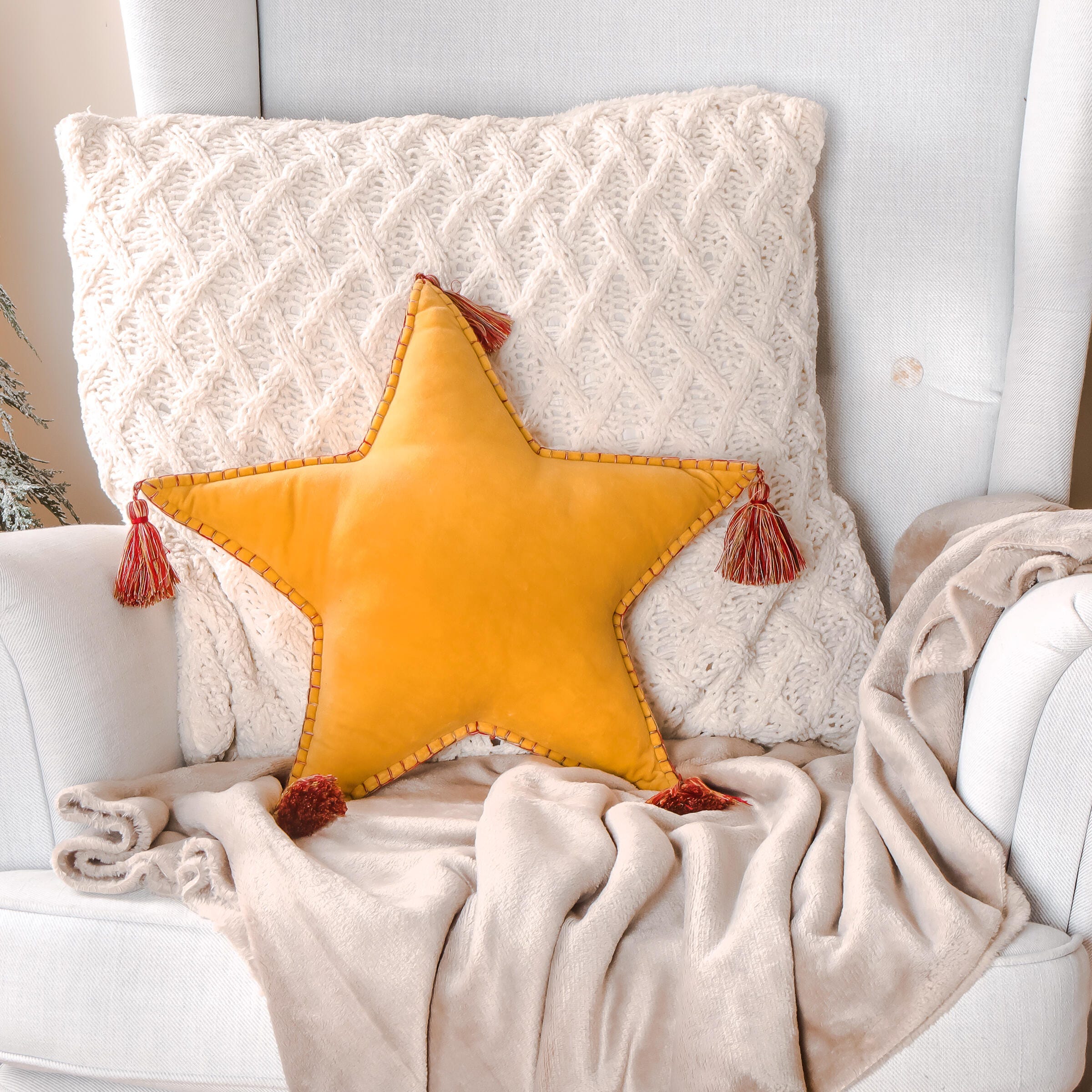 Click here for HGTV Home Collection Star Shape Pillow  Yellow prices