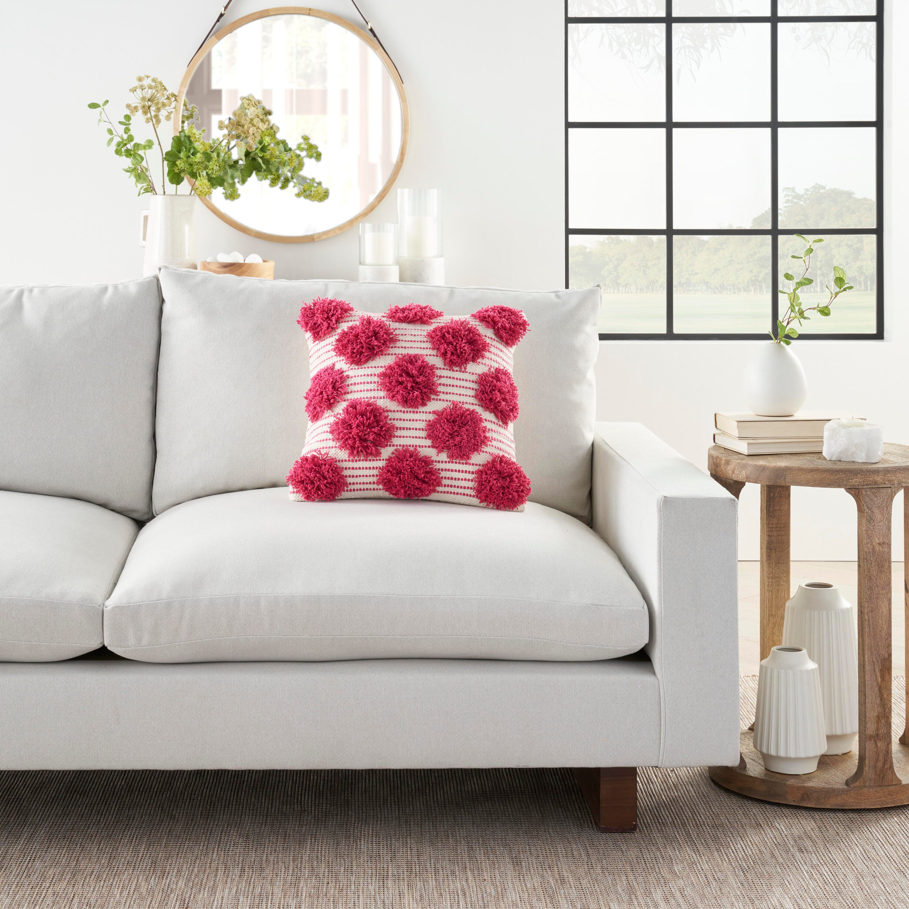 Click here for Mina Victory Tufted Pom Poms Indoor Throw Pillow... prices