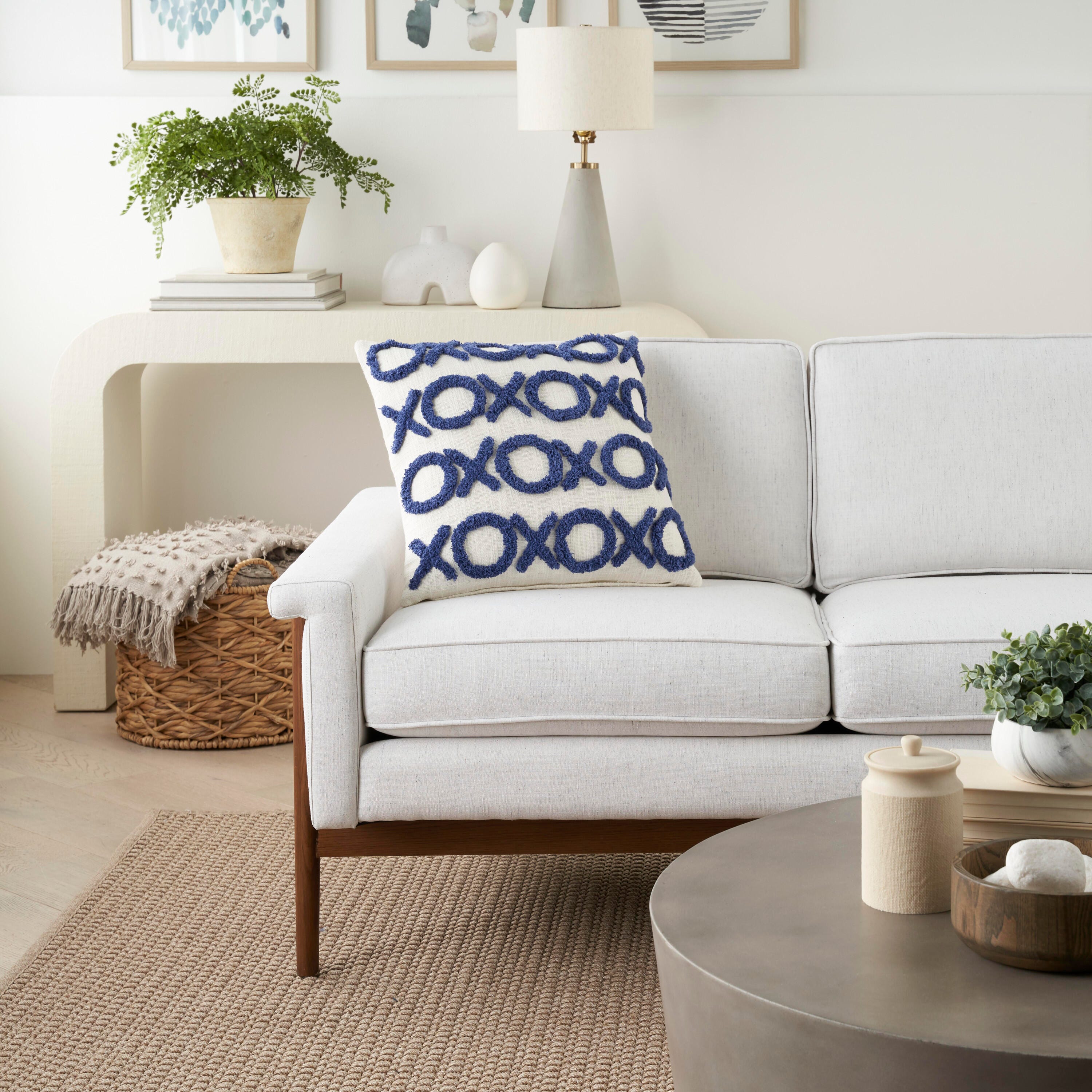 Click here for Mina Victory Tufted XOXO Indoor Throw Pillow  Blue... prices