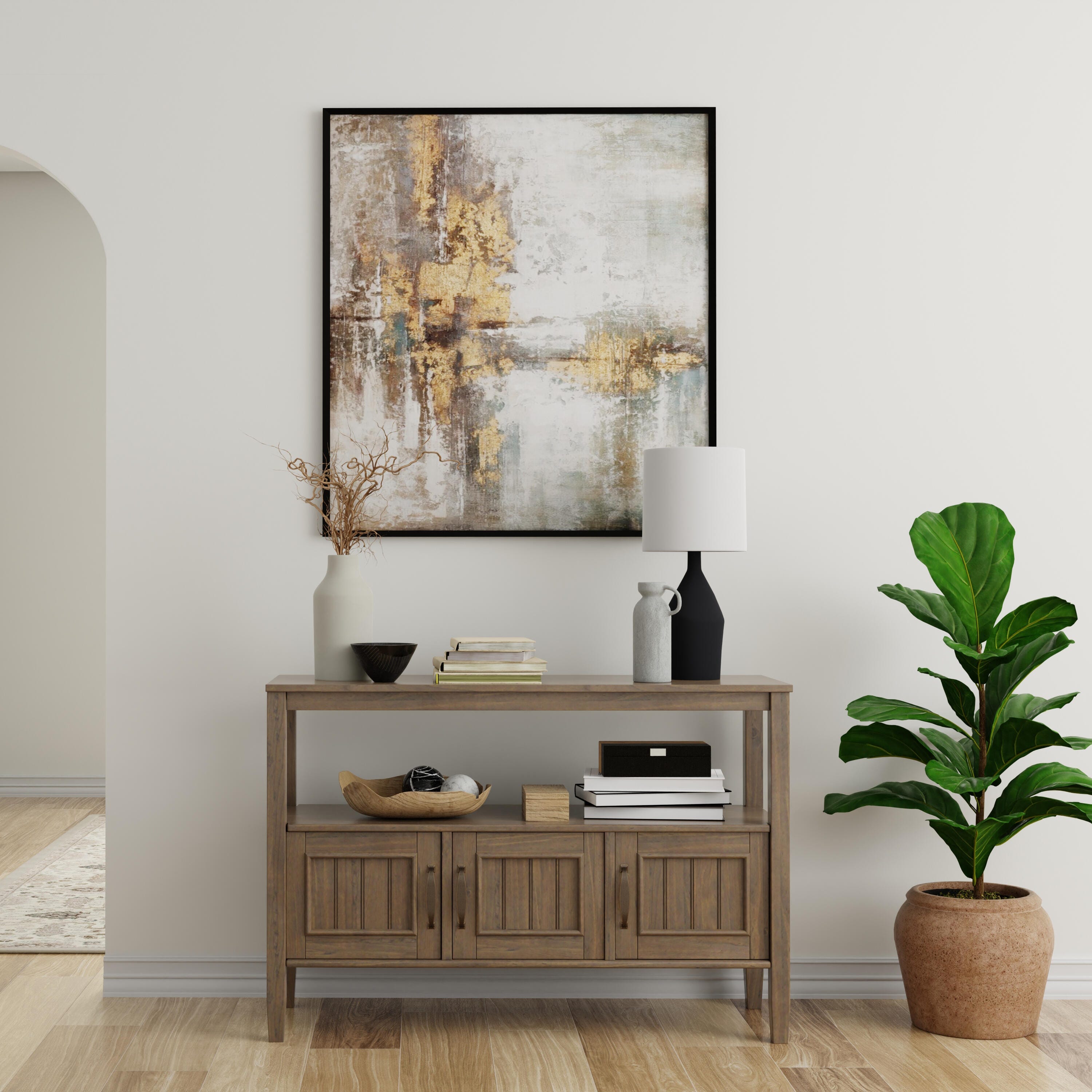 Click here for Simpli Home Lev Console Table  Smoky Brown prices