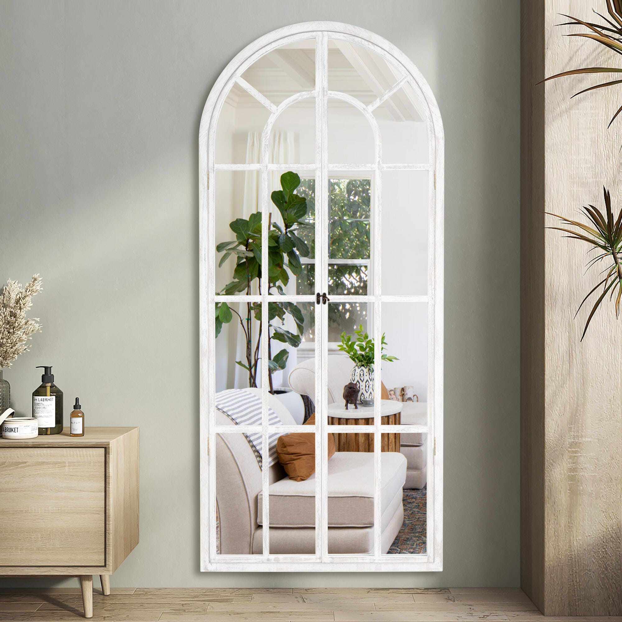 Click here for Feronia 31 x 71 Arched Floor Mirror  White prices