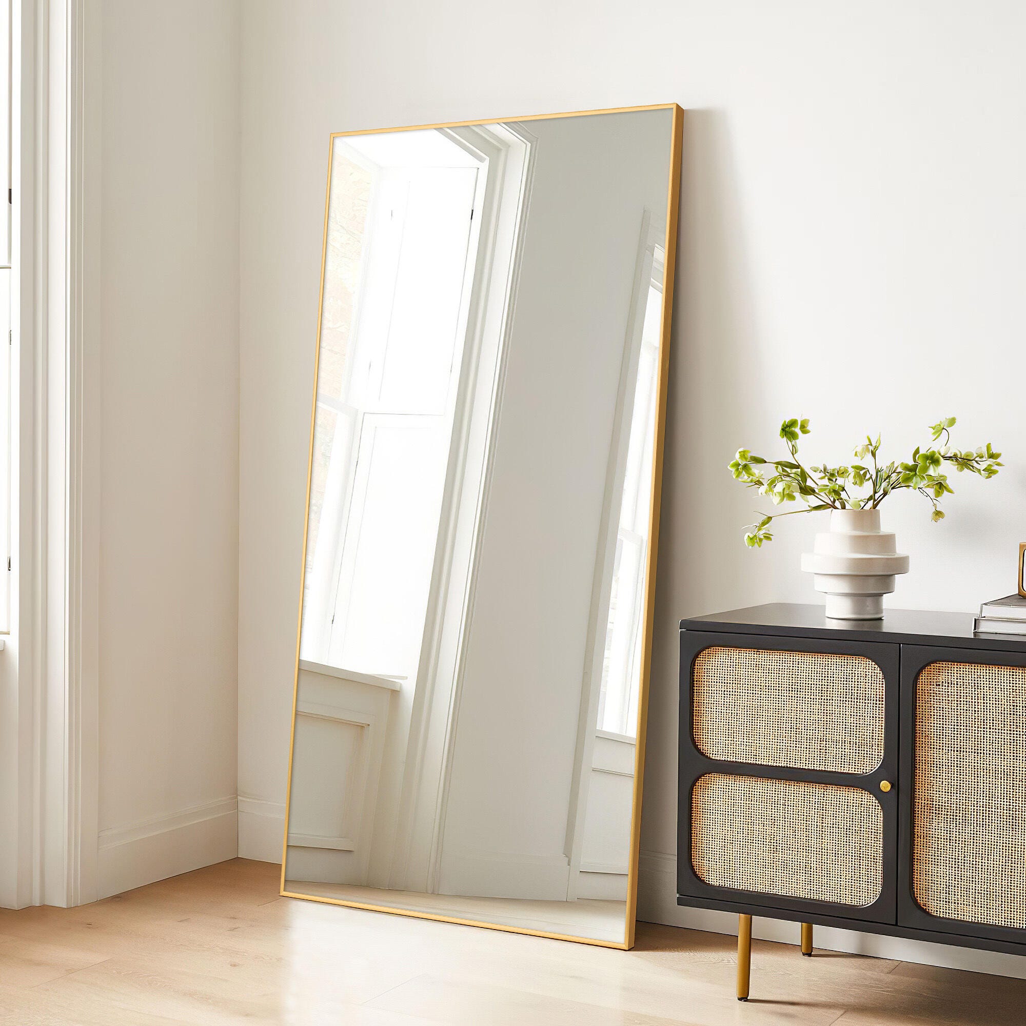 Click here for Feronia 34 x 71 Bathroom Vanity Mirror  Gold prices