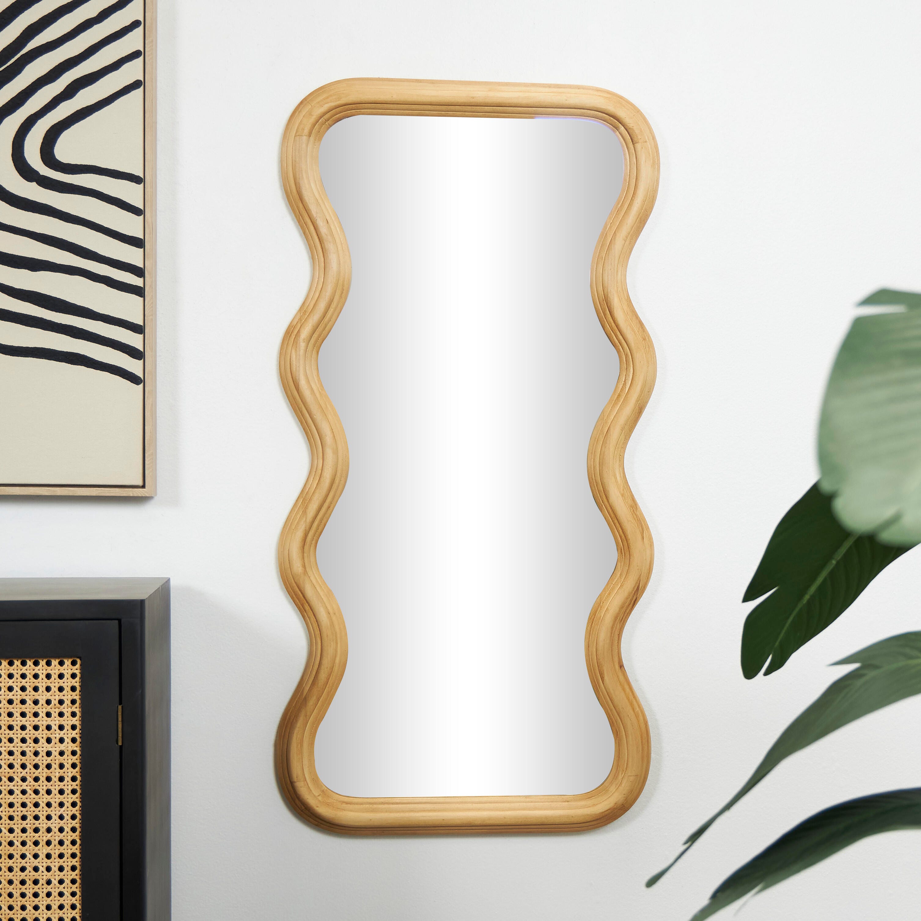 Click here for Bayberry Lane Wavy Mirror with Carved Frame  Brown prices