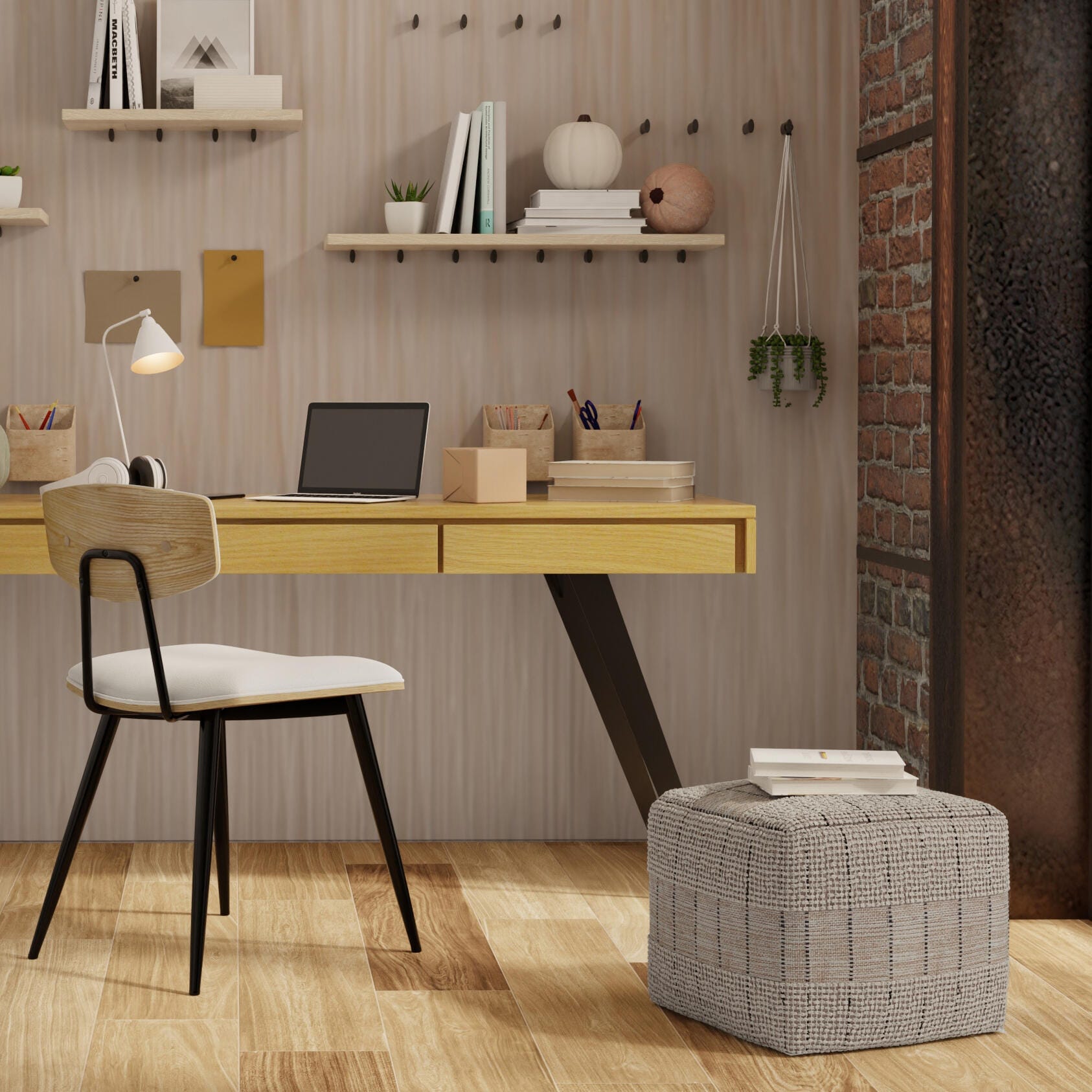 Click here for Simpli Home Elmer Pouf  Natural/Gray prices