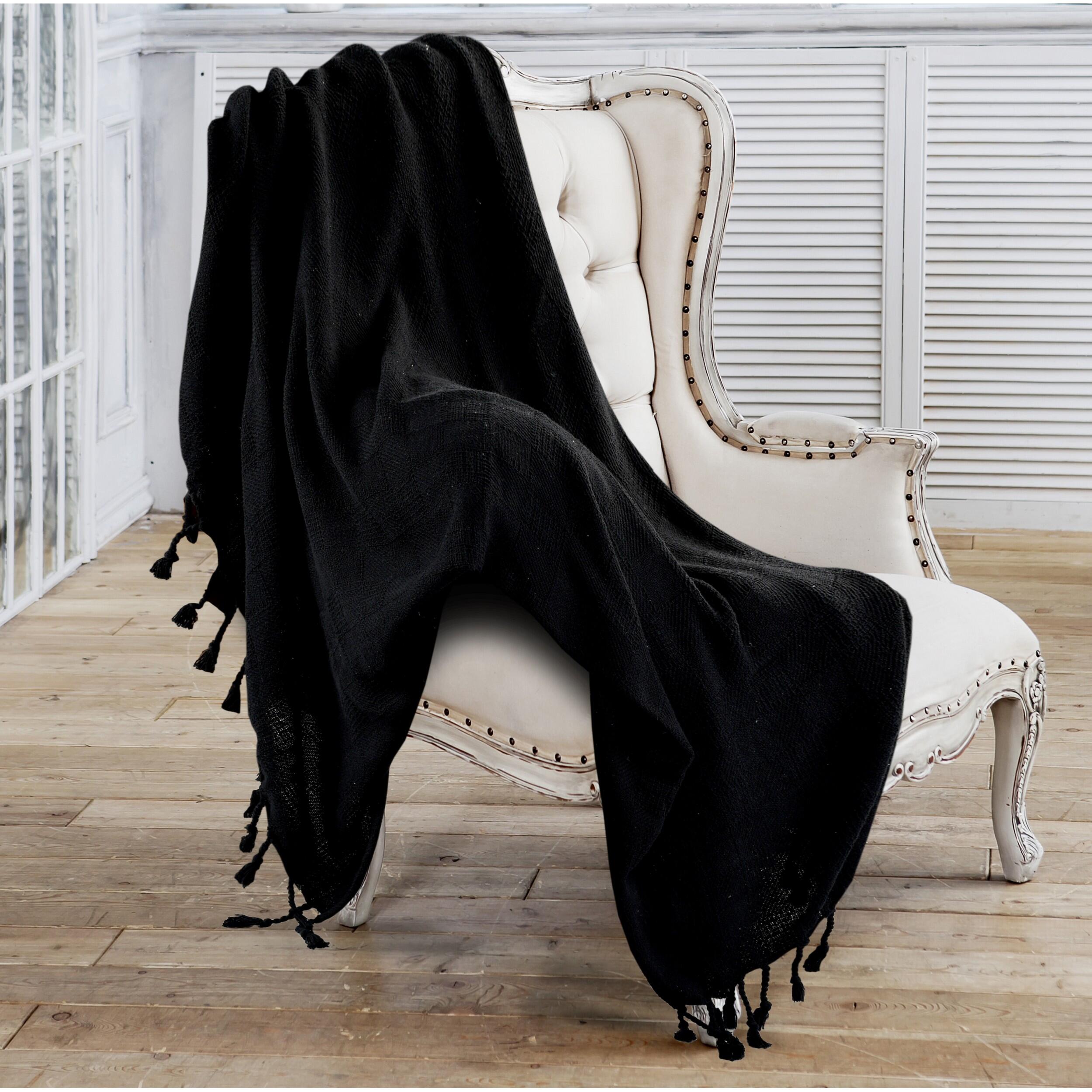 Click here for Heather Solid Throw Blanket  Black prices