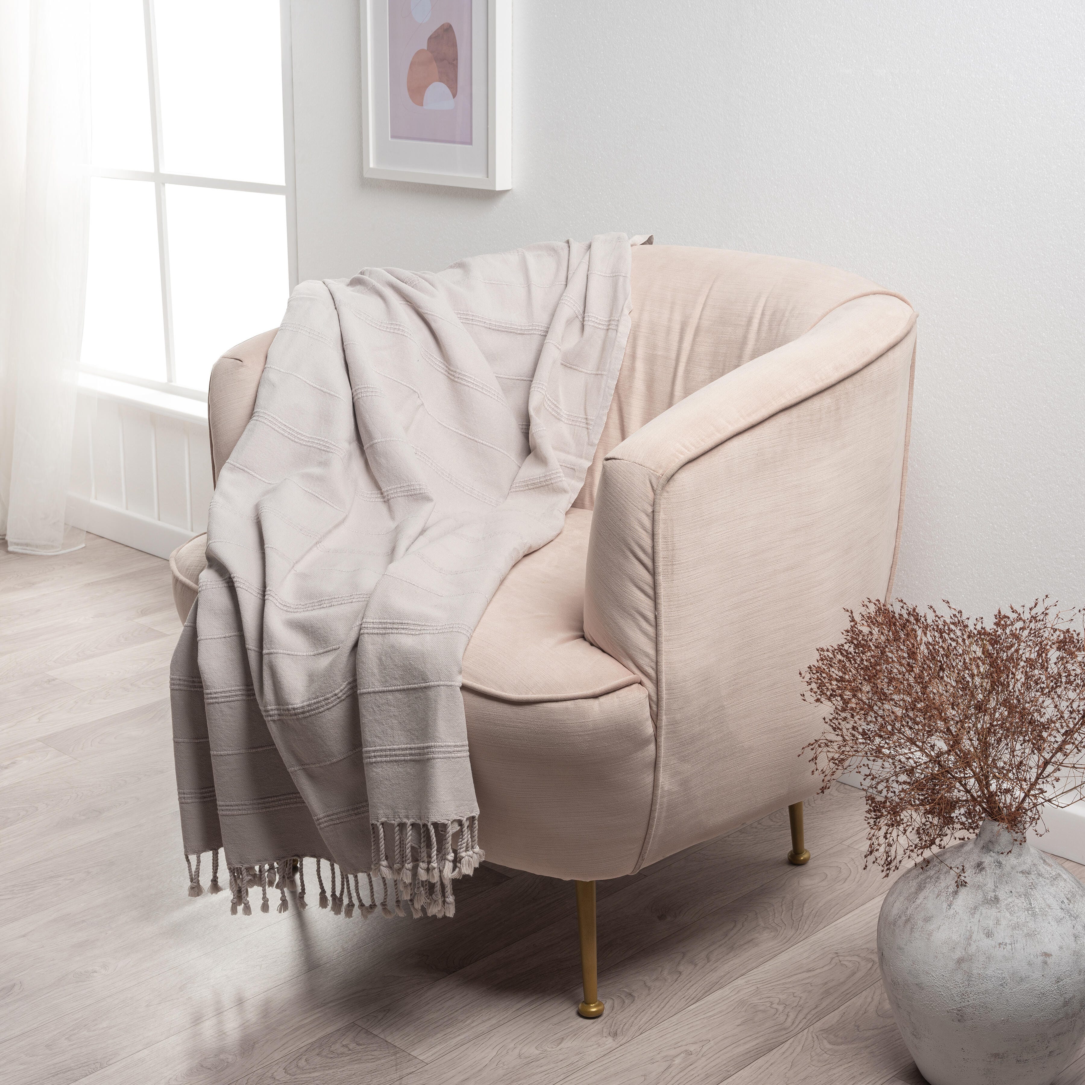 Click here for Silas Striped Throw Blanket  Beige prices