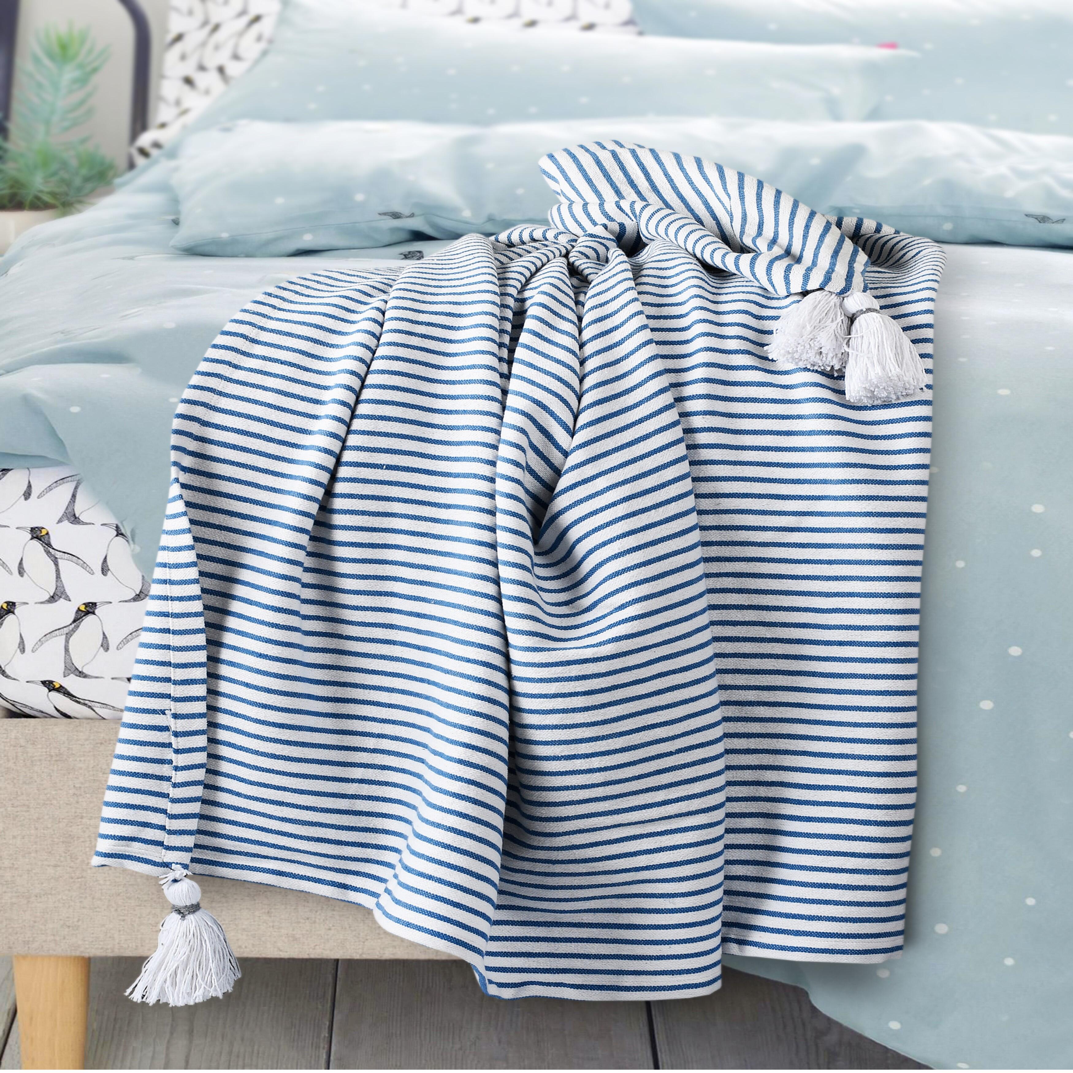 Click here for Insignia Striped Throw Blanket  Blue prices