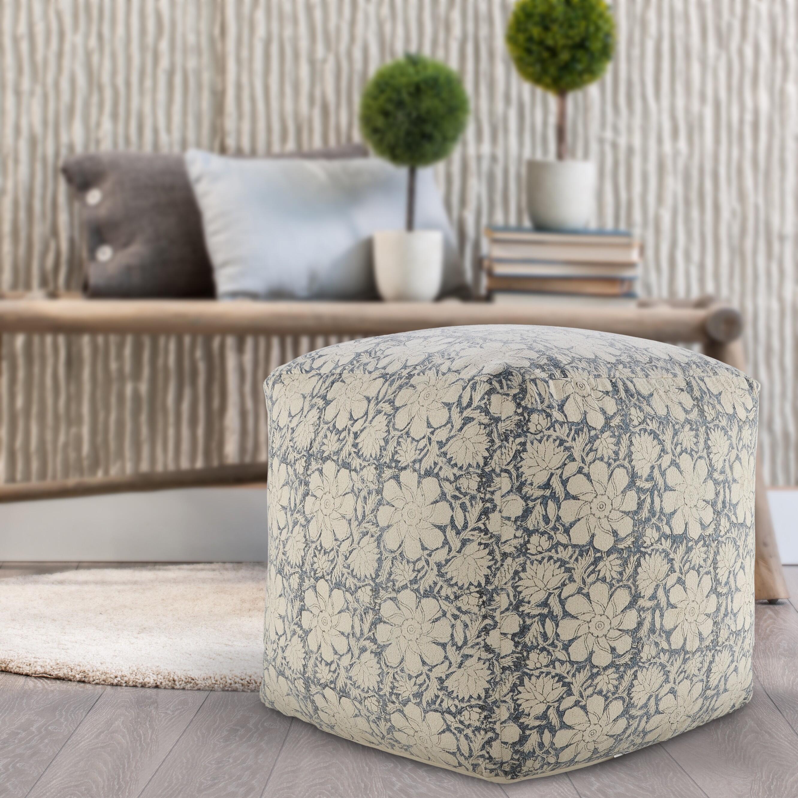 Click here for Pacifica Floral and Botanical Pouf  Beige prices