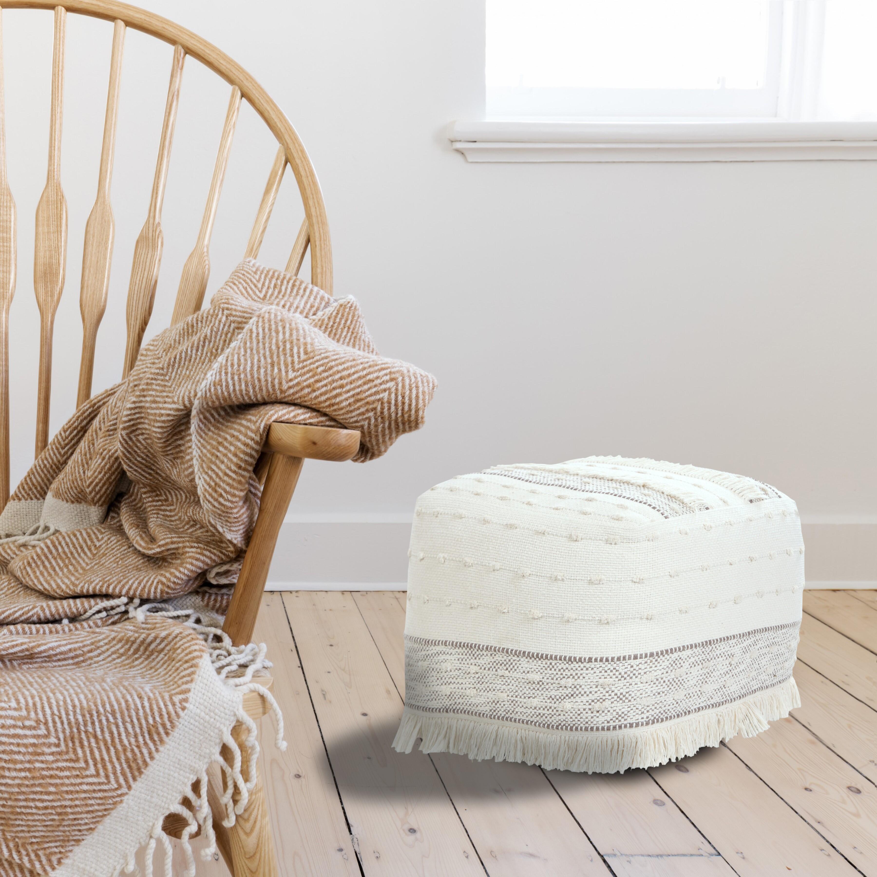 Click here for Monarch Striped Pouf  Cream prices