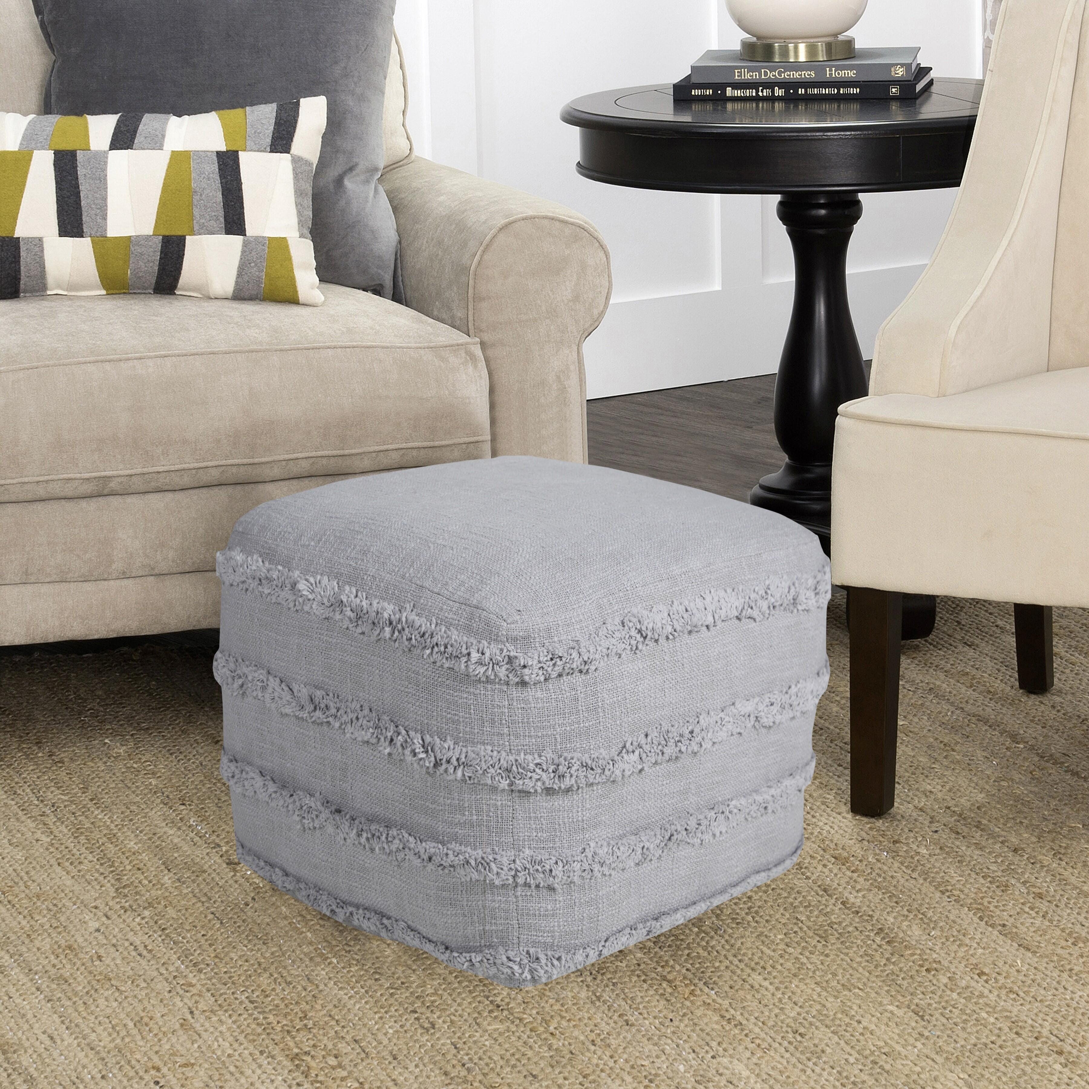 Click here for Revelation Striped Pouf  Gray prices