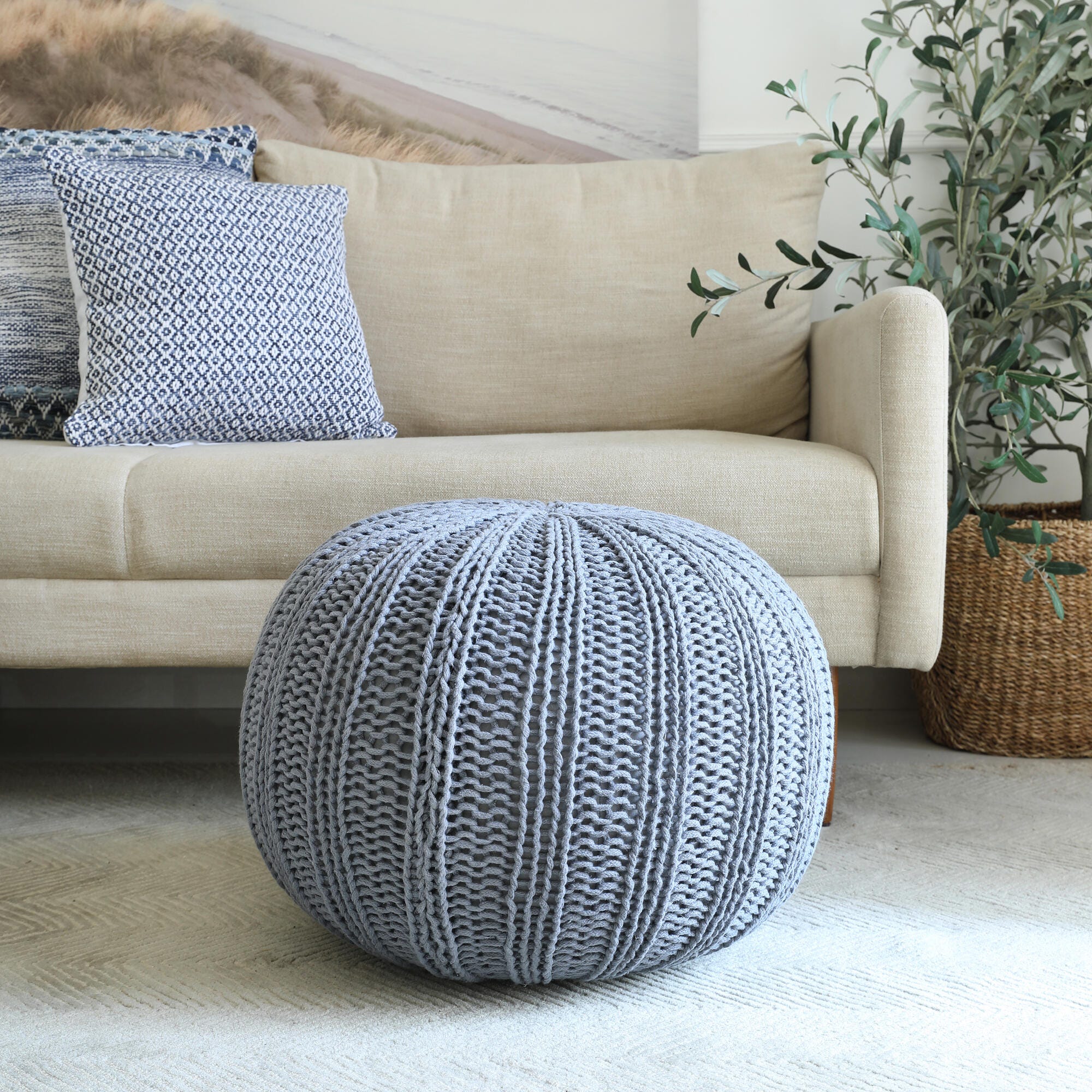 Click here for Celtic Cableknit Pouf  Gray prices