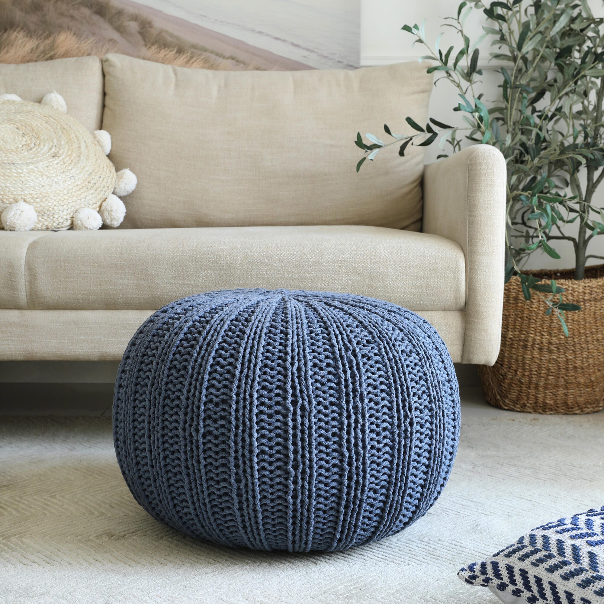 Click here for Celtic Cableknit Pouf  Navy prices