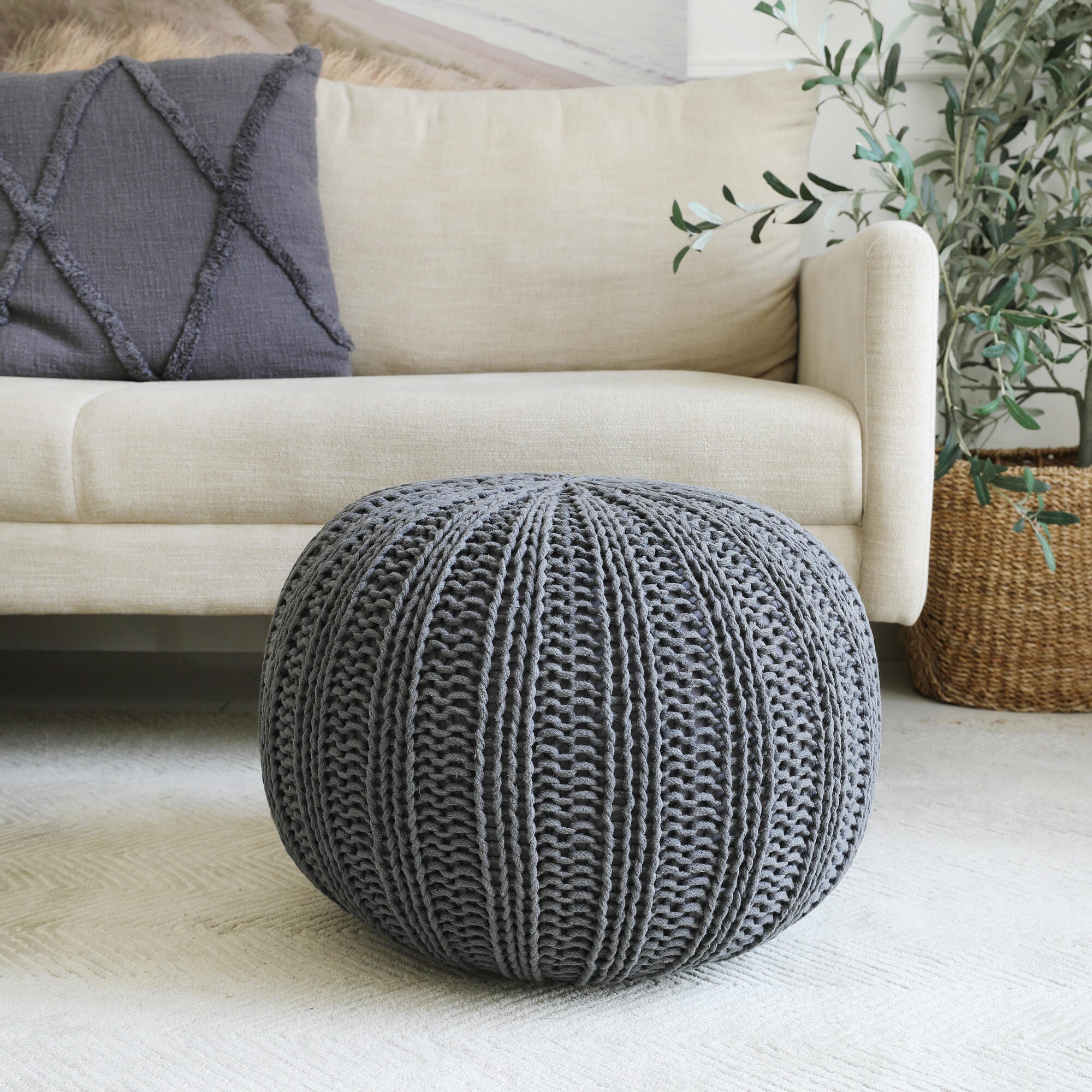 Click here for Celtic Cableknit Pouf  Charcoal prices