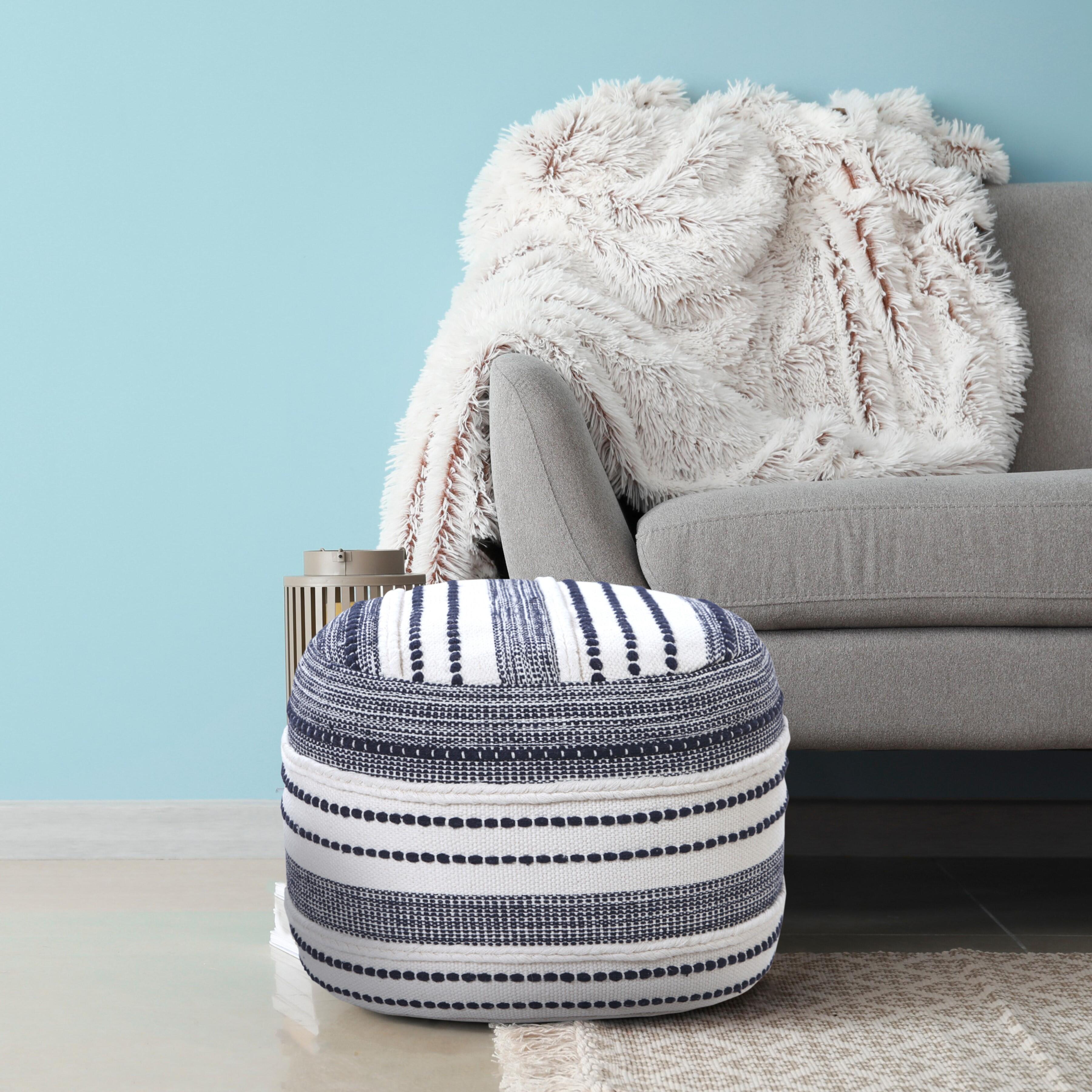 Click here for Enigma Striped Pouf  Blue prices