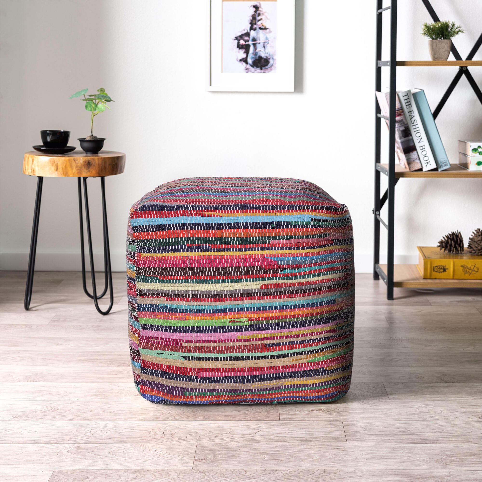 Click here for Andros Striped Cube Pouf  Multi prices