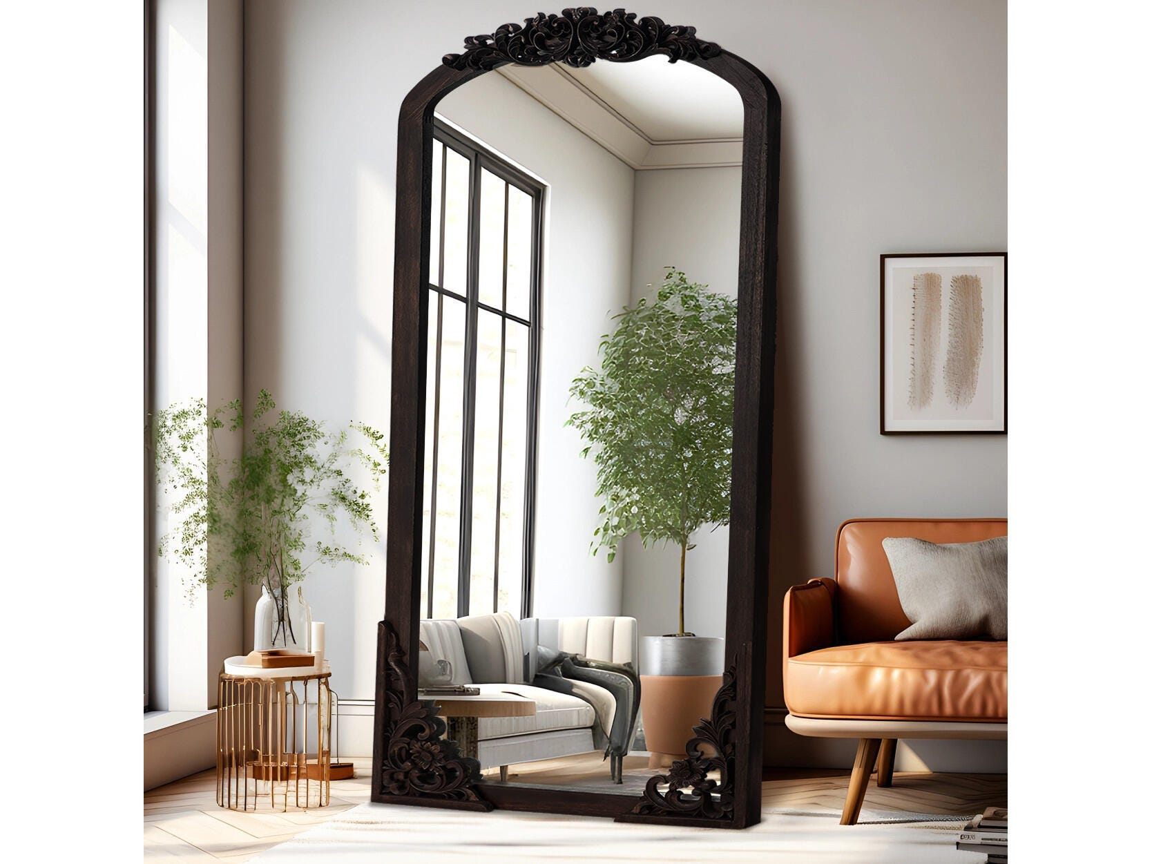 Click here for Dulcea Carved Full Length Mirror  Charcoal prices