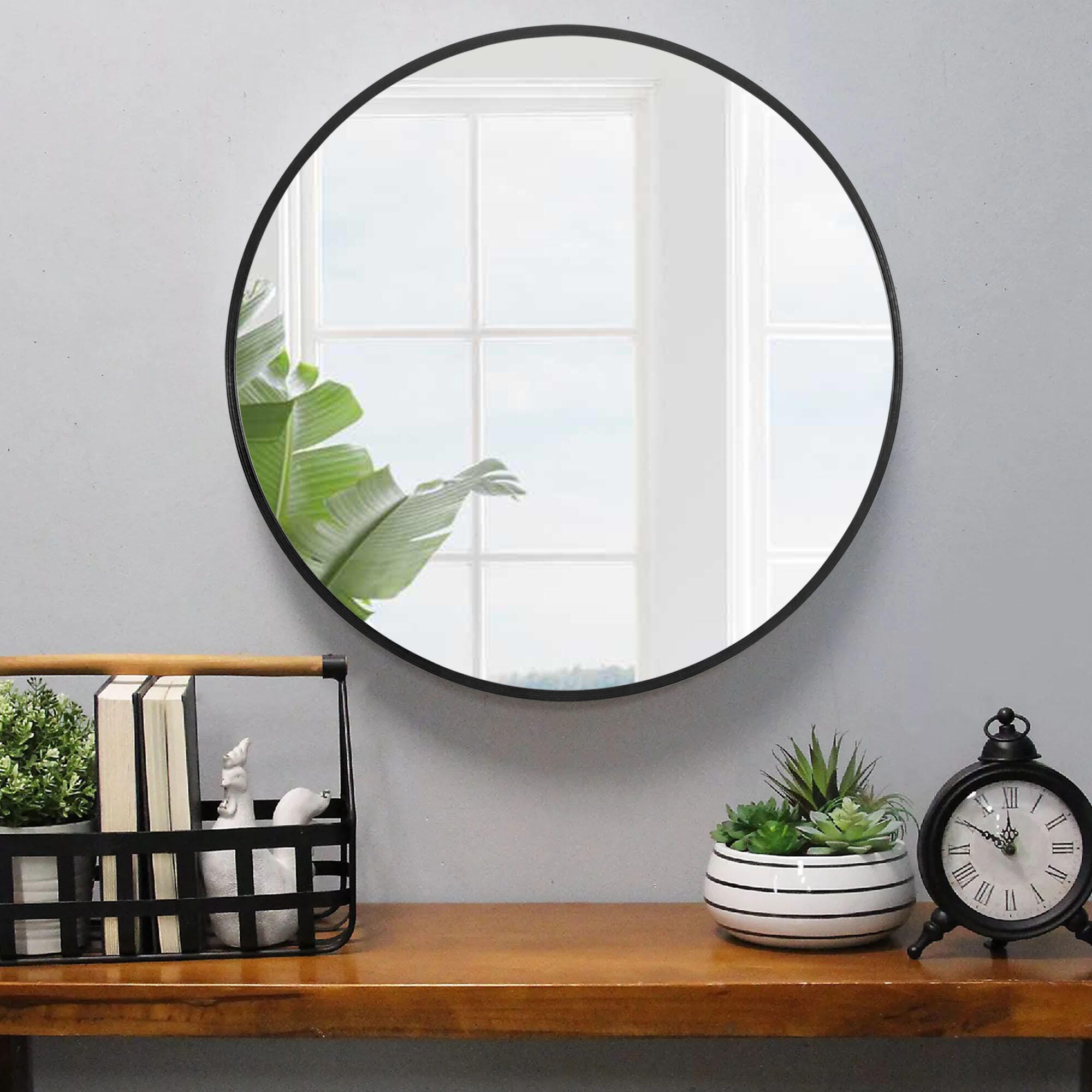 Click here for Dulcea Medium Classic Round Accent Mirror  Black prices