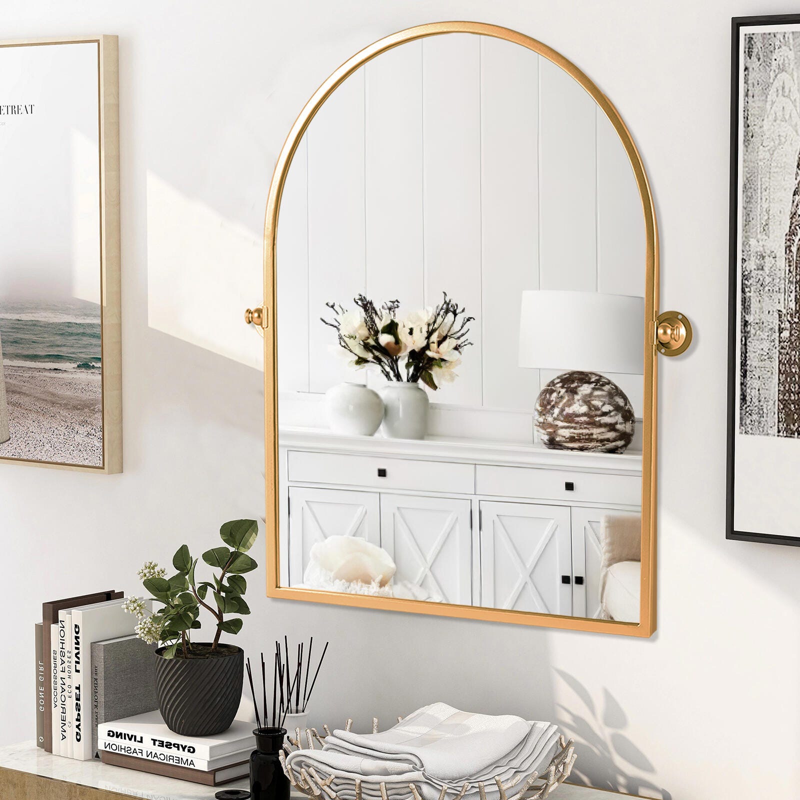 Click here for LuminareView Arched Framed Pivoted Bathroom Wall V... prices