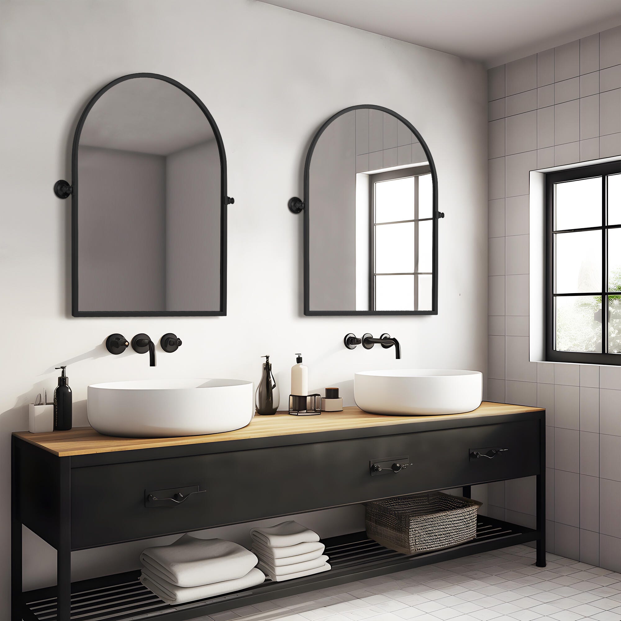 Click here for LuminareView Arched Framed Pivoted Bathroom Wall V... prices