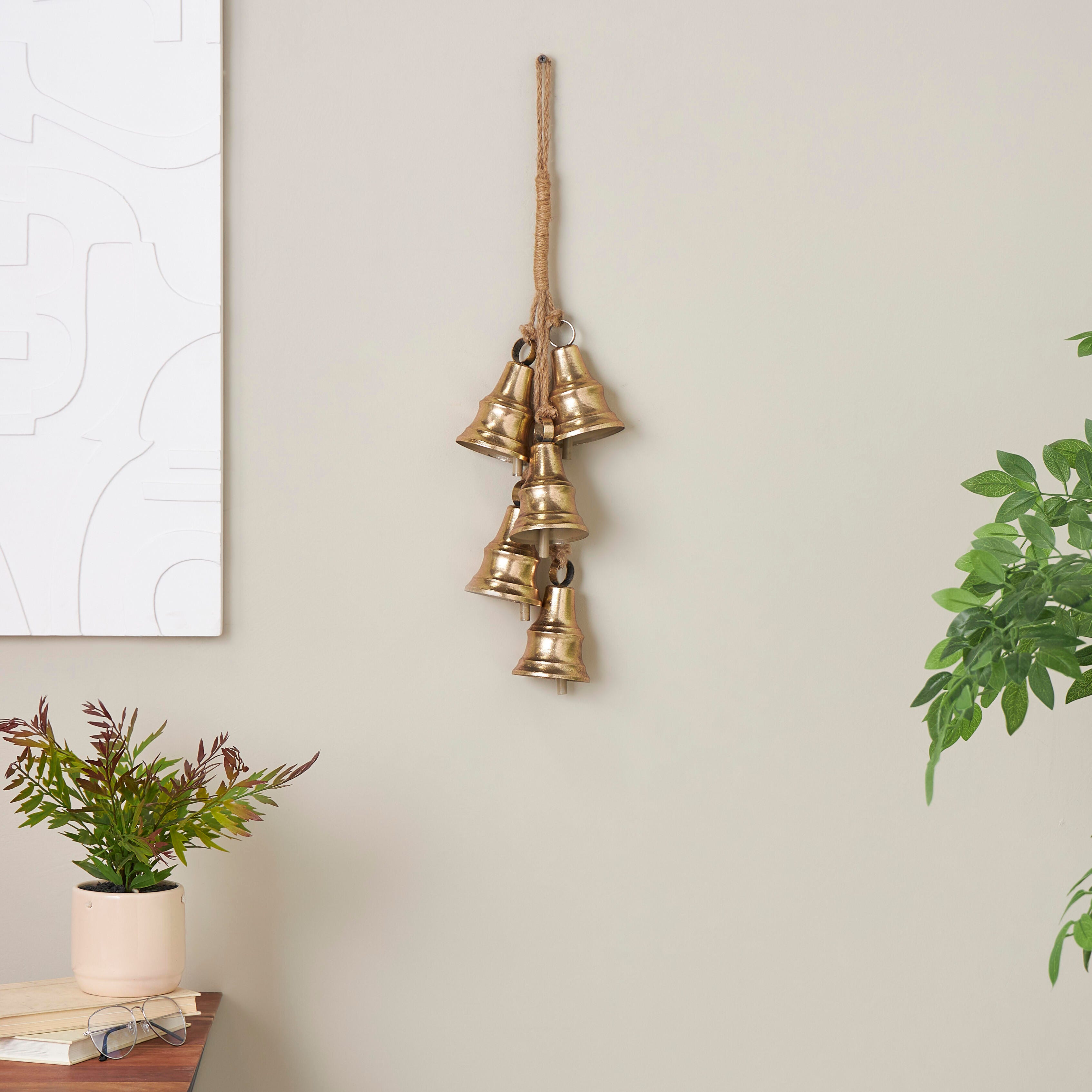 Click here for Bayberry Lane 5 Cluster Bells with Hanging Rope  G... prices