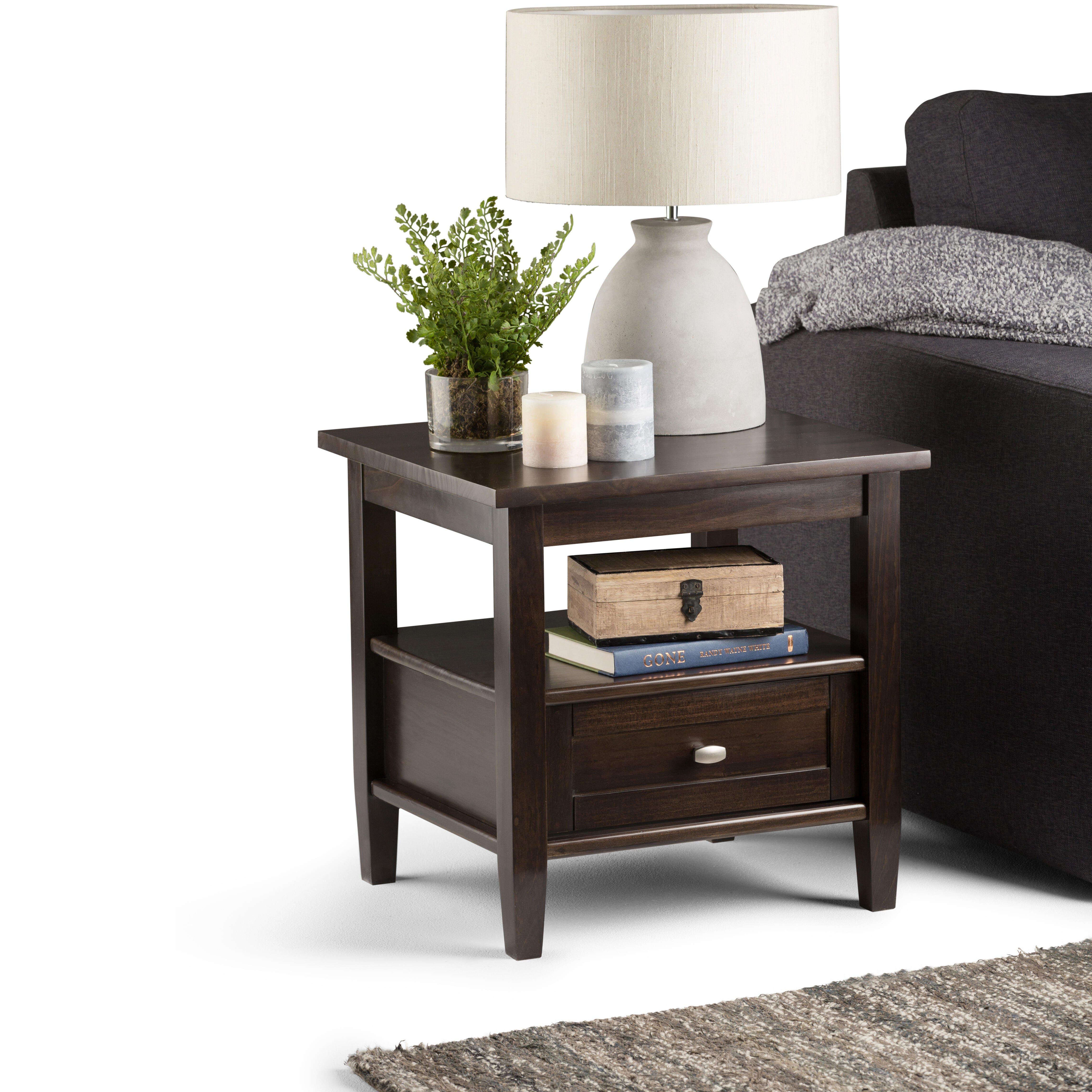 Click here for Simpli Home Warm Shaker End Table  Tobacco Brown prices