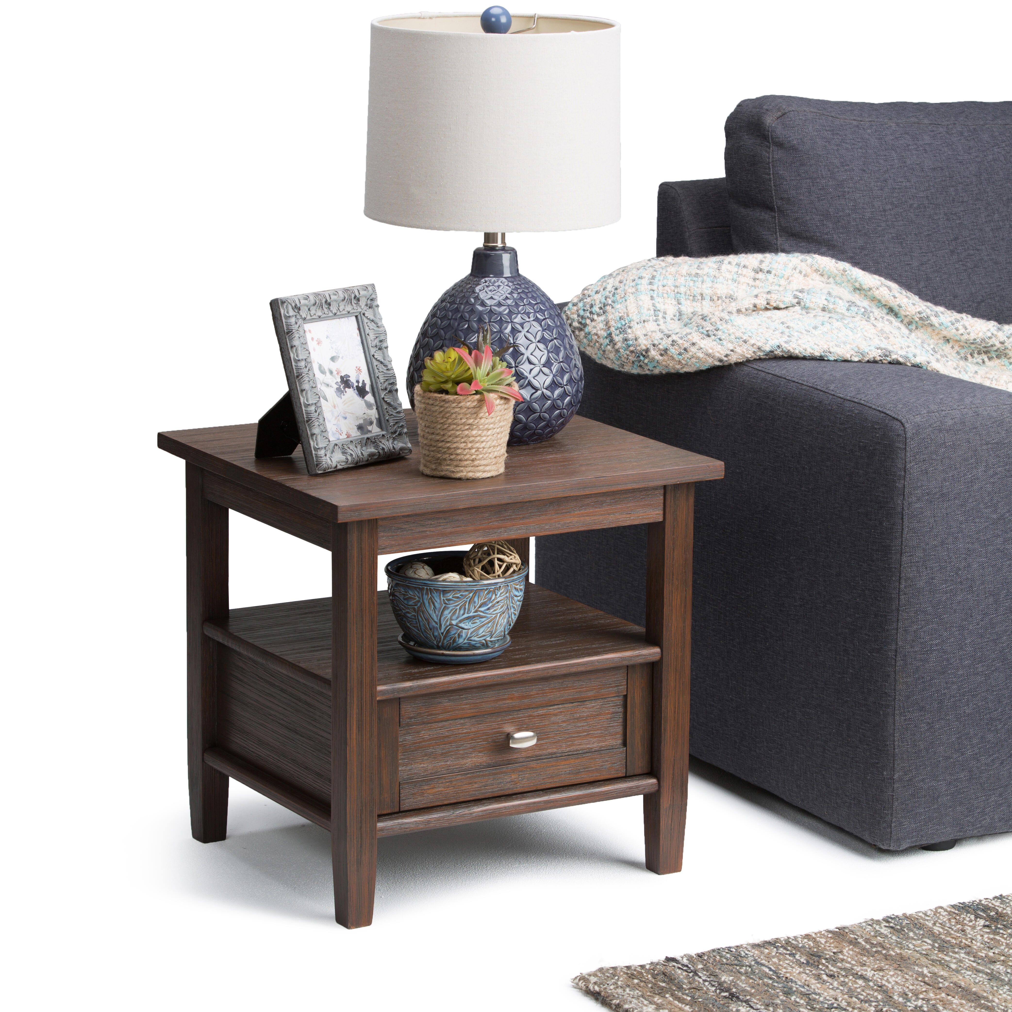 Click here for Simpli Home Warm Shaker End Table  Farmhouse Brown prices