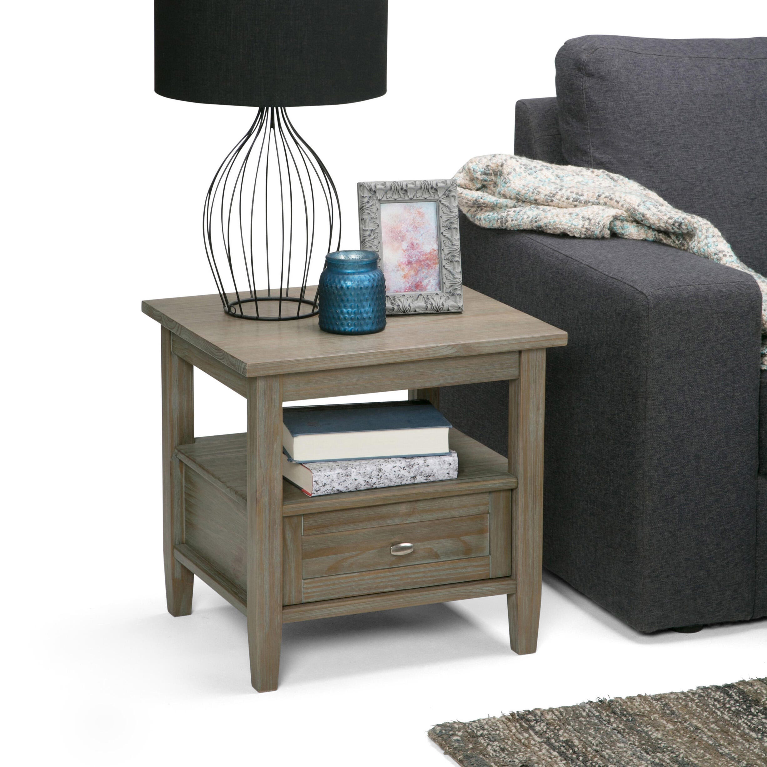 Click here for Simpli Home Warm Shaker End Table  Distressed Gray prices
