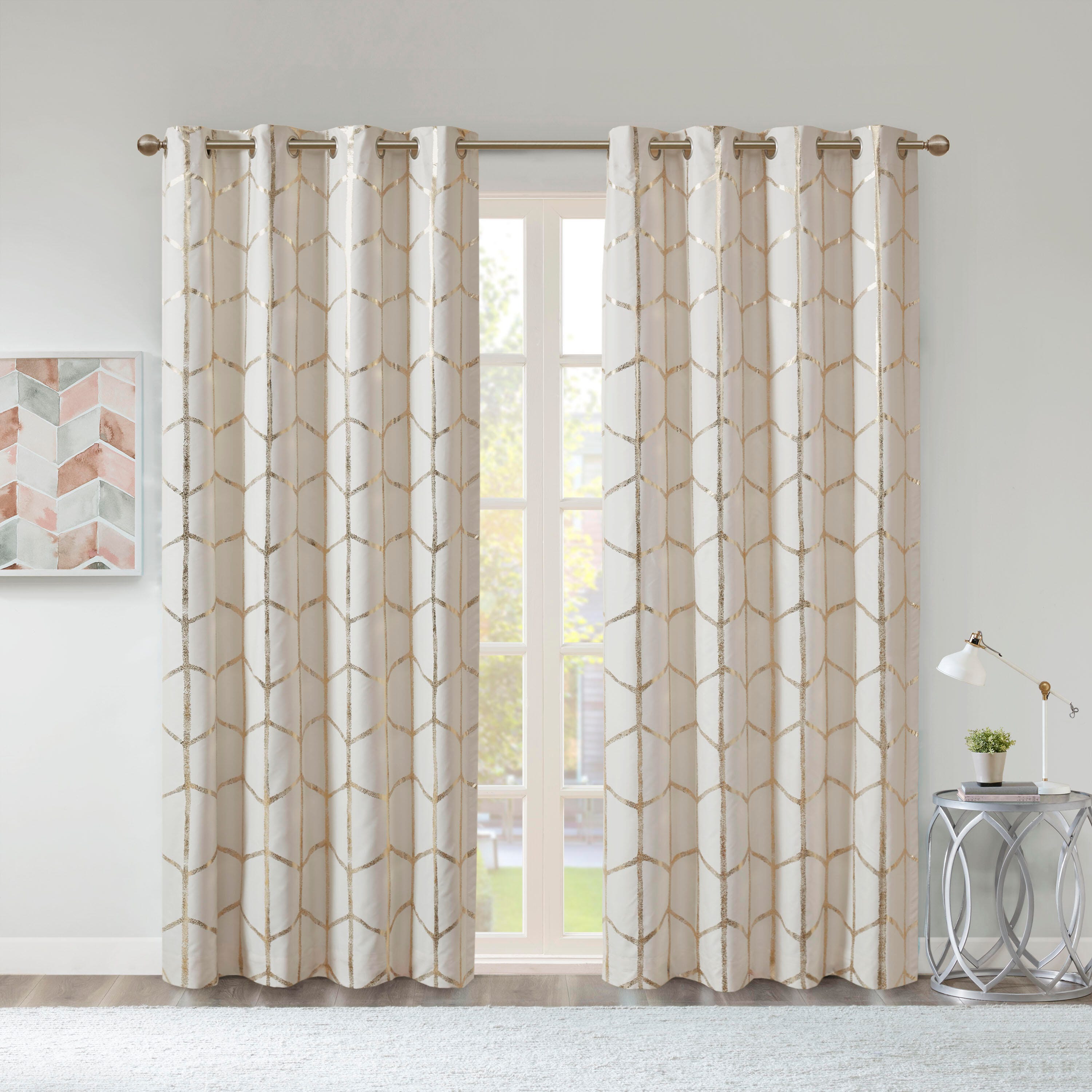 Click here for Raina Curtain (Set of 2)  Ivory/Gold prices