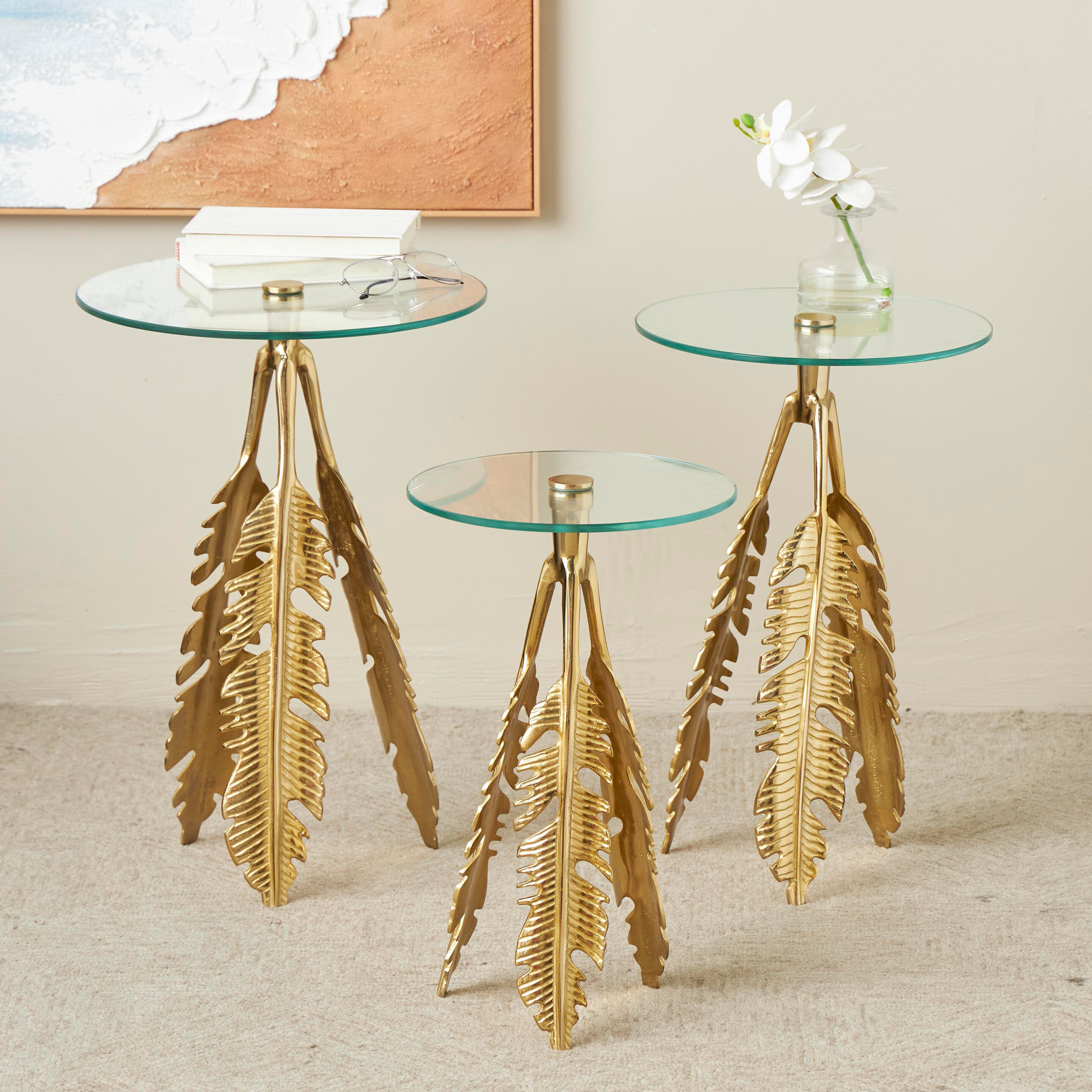 Click here for Bayberry Lane Leaf Accent Table  Gold prices