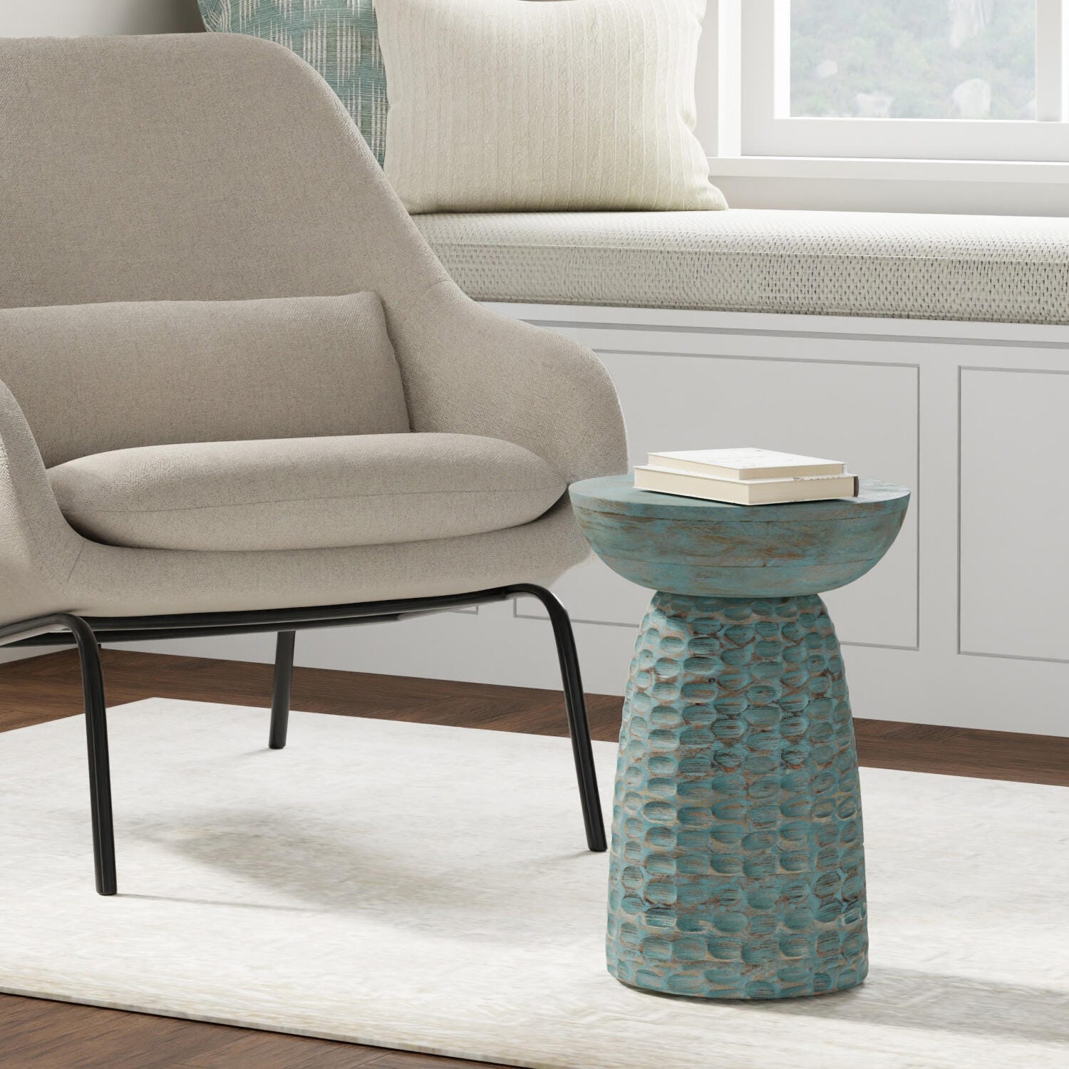 Click here for Simpli Home Boyd Wooden Accent Table  Teal Wash prices