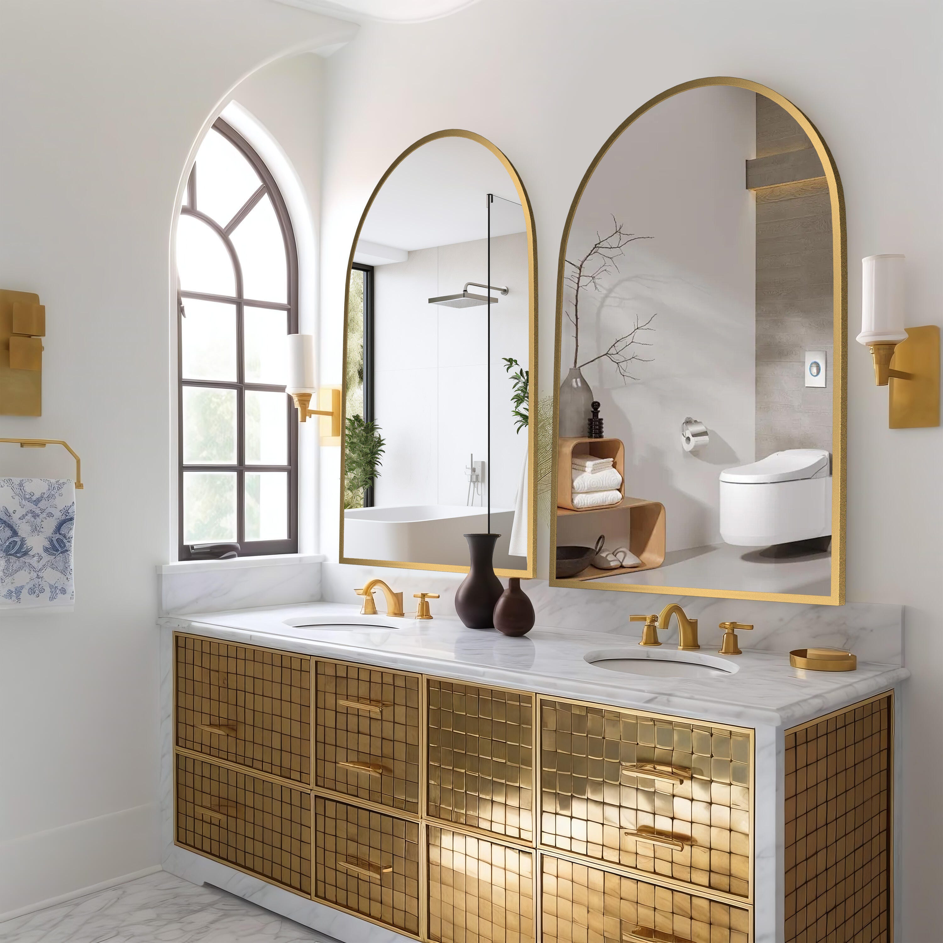 Click here for Feronia 38 Arched Bathroom Wall Mirror (Set of 2)... prices