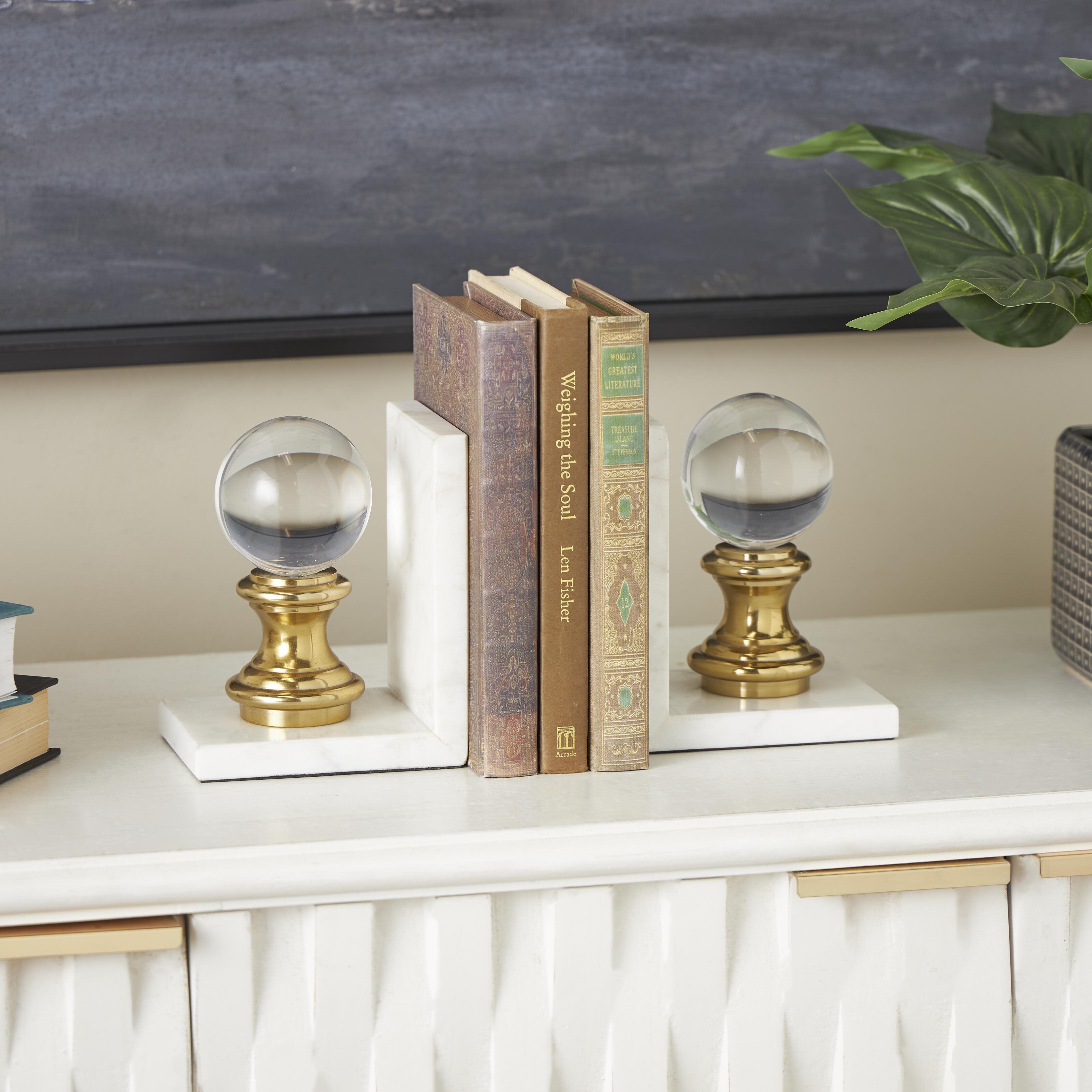 Click here for Bayberry Lane Bookends with Orbs (Set of 2)  White prices