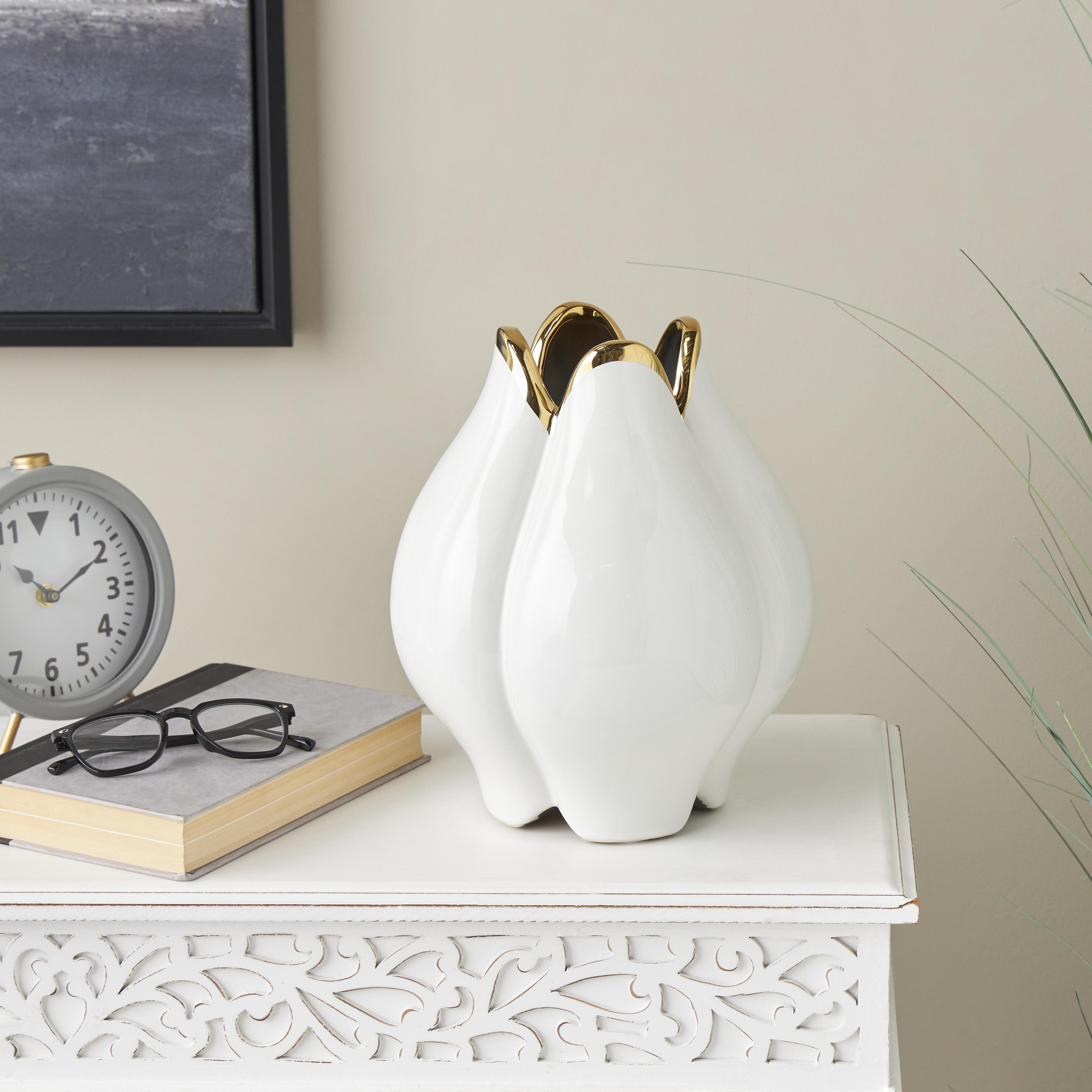 Click here for Bayberry Lane Dimensional Tulip Shaped Vase  White prices