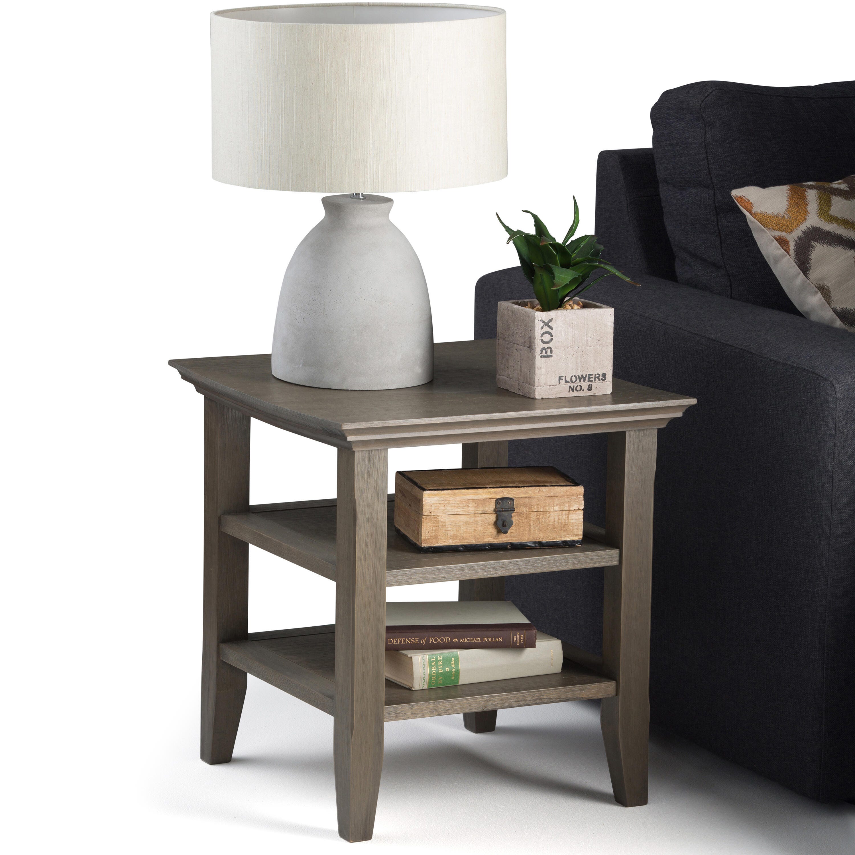 Click here for Simpli Home Acadian End Table  Farmhouse Gray prices